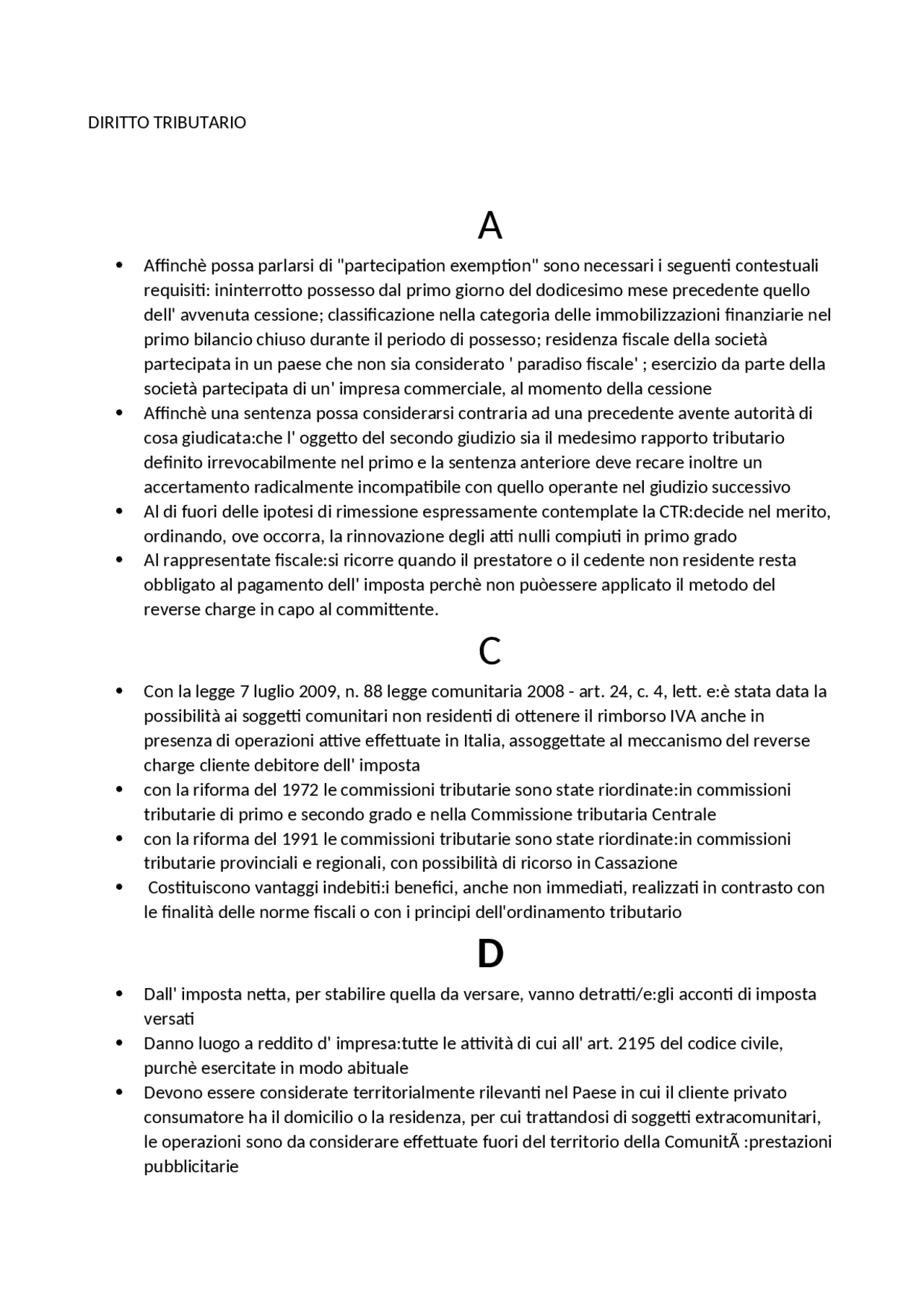 Diritto tributario unipegaso | Prove d'esame di Economia Aziendale | Docsity