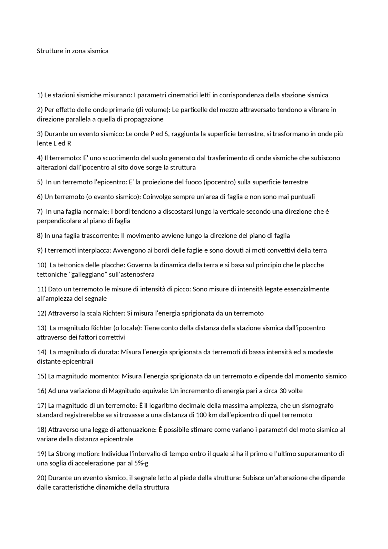 Prove Desame Strutture In Zona Sismica Pegaso Docsity