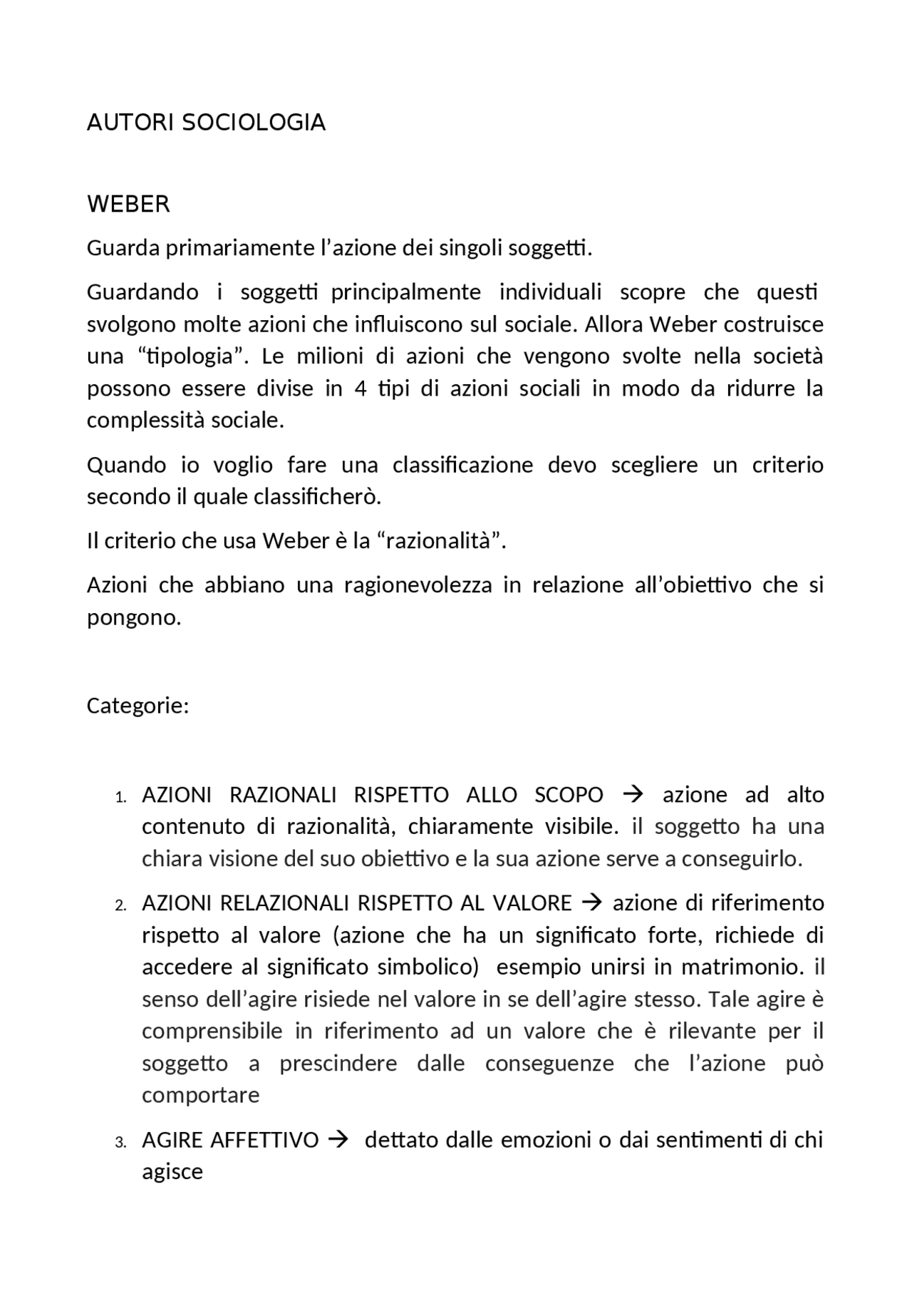 Appunti Su Weber E Durkheim Docsity