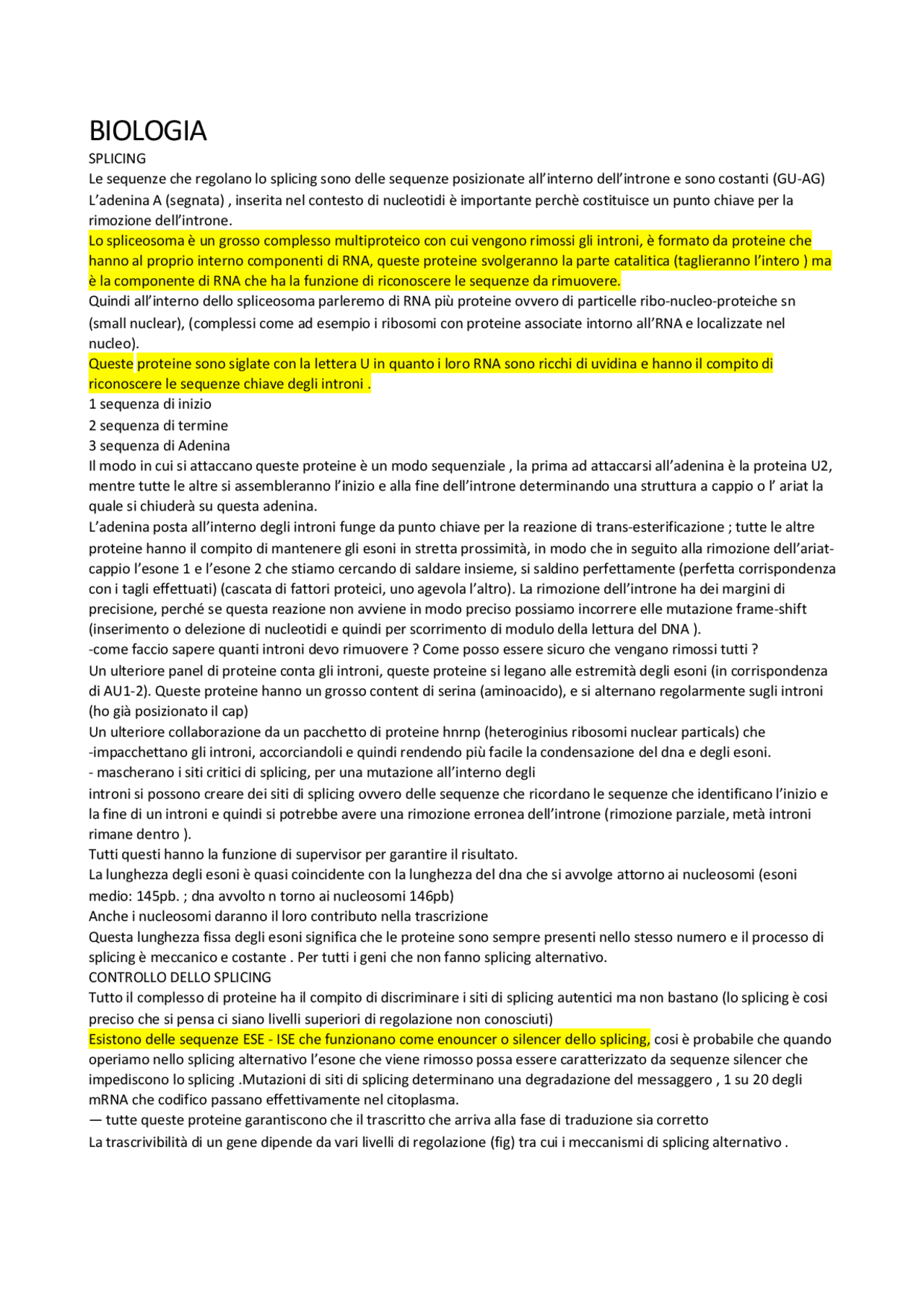 Biologia cellulare medicina I anno - Docsity