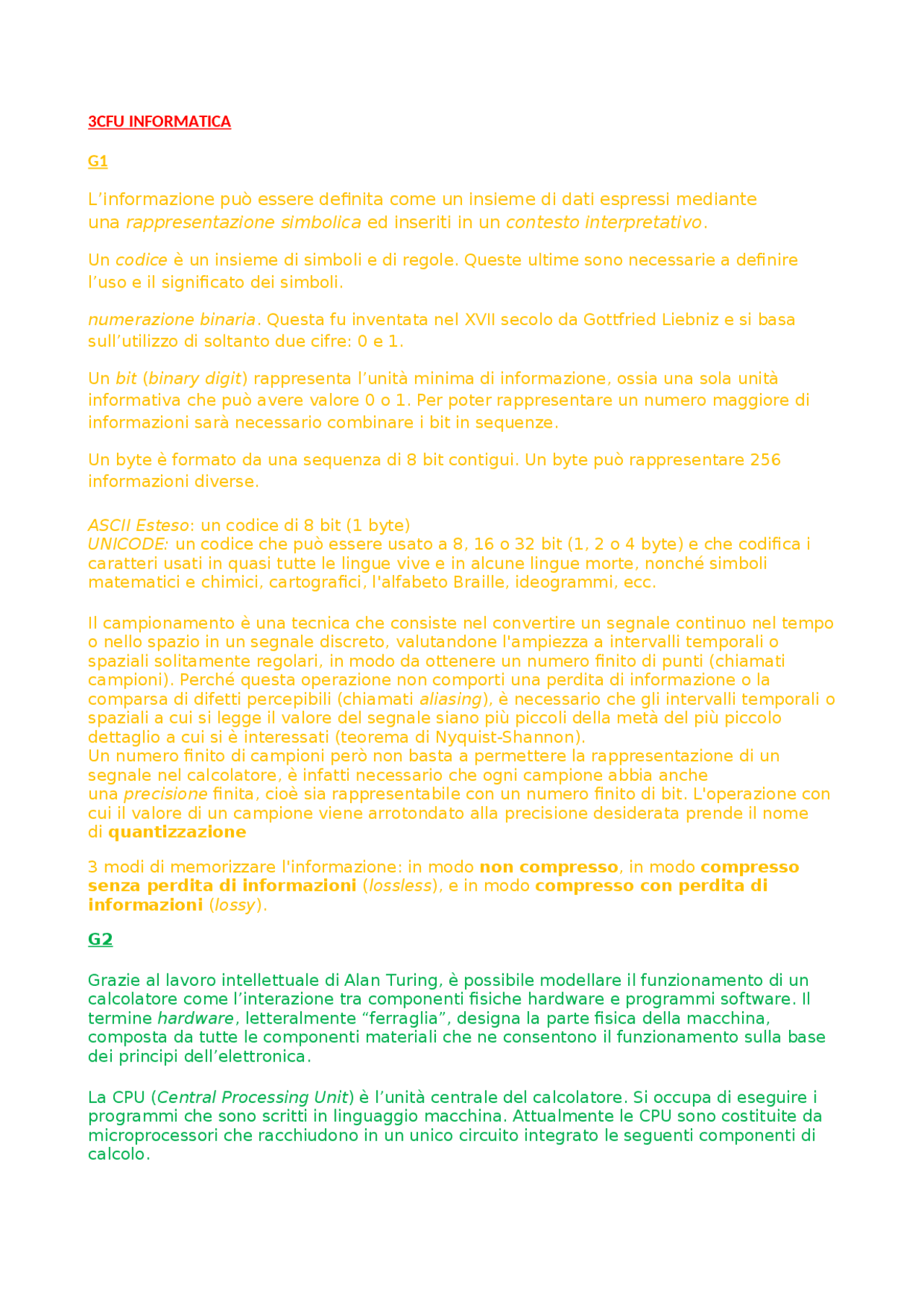 3cfu Informatica Base Docsity