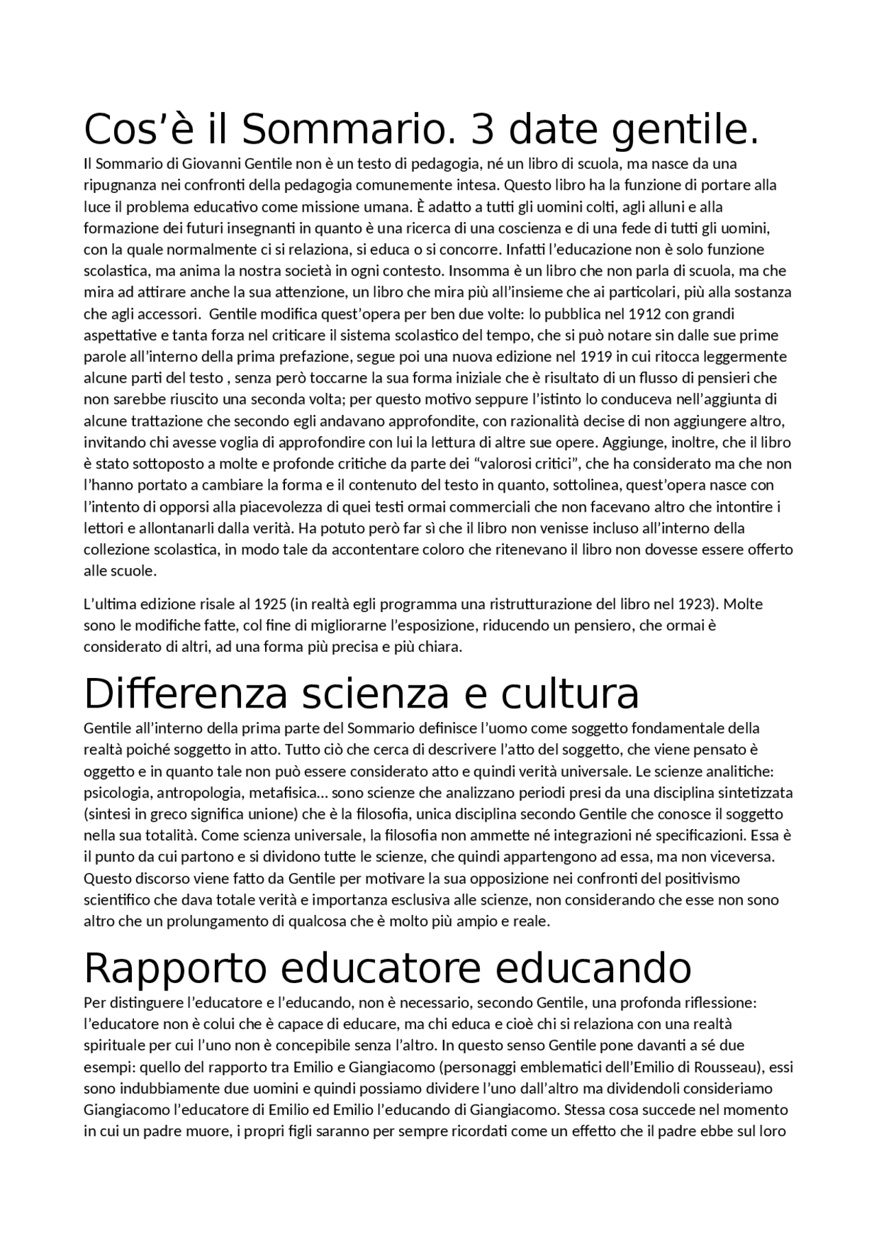La Storia Di Giovanni Gentile Docsity
