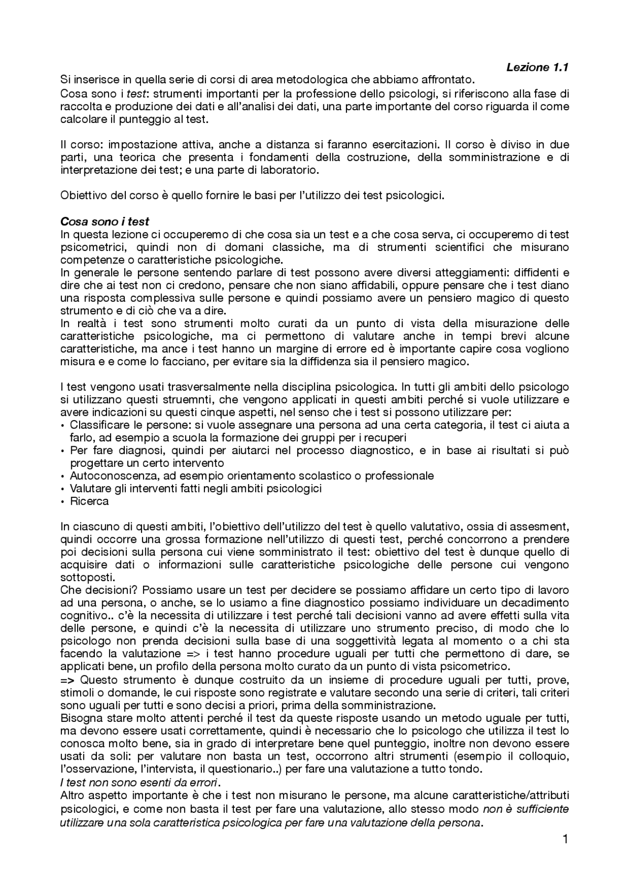 Metodi E Tecniche Dei Test Docsity