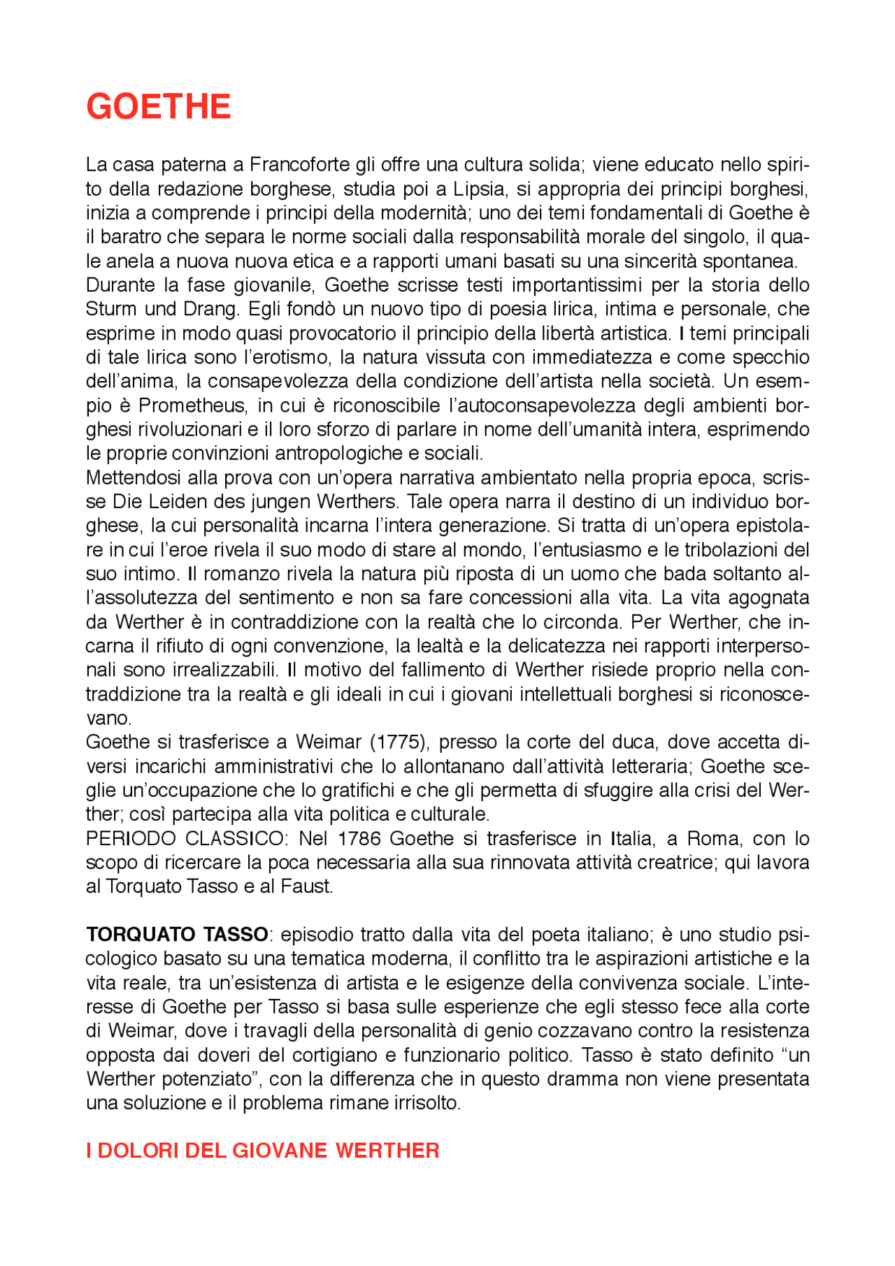 Appunti In Classe Goethe Docsity