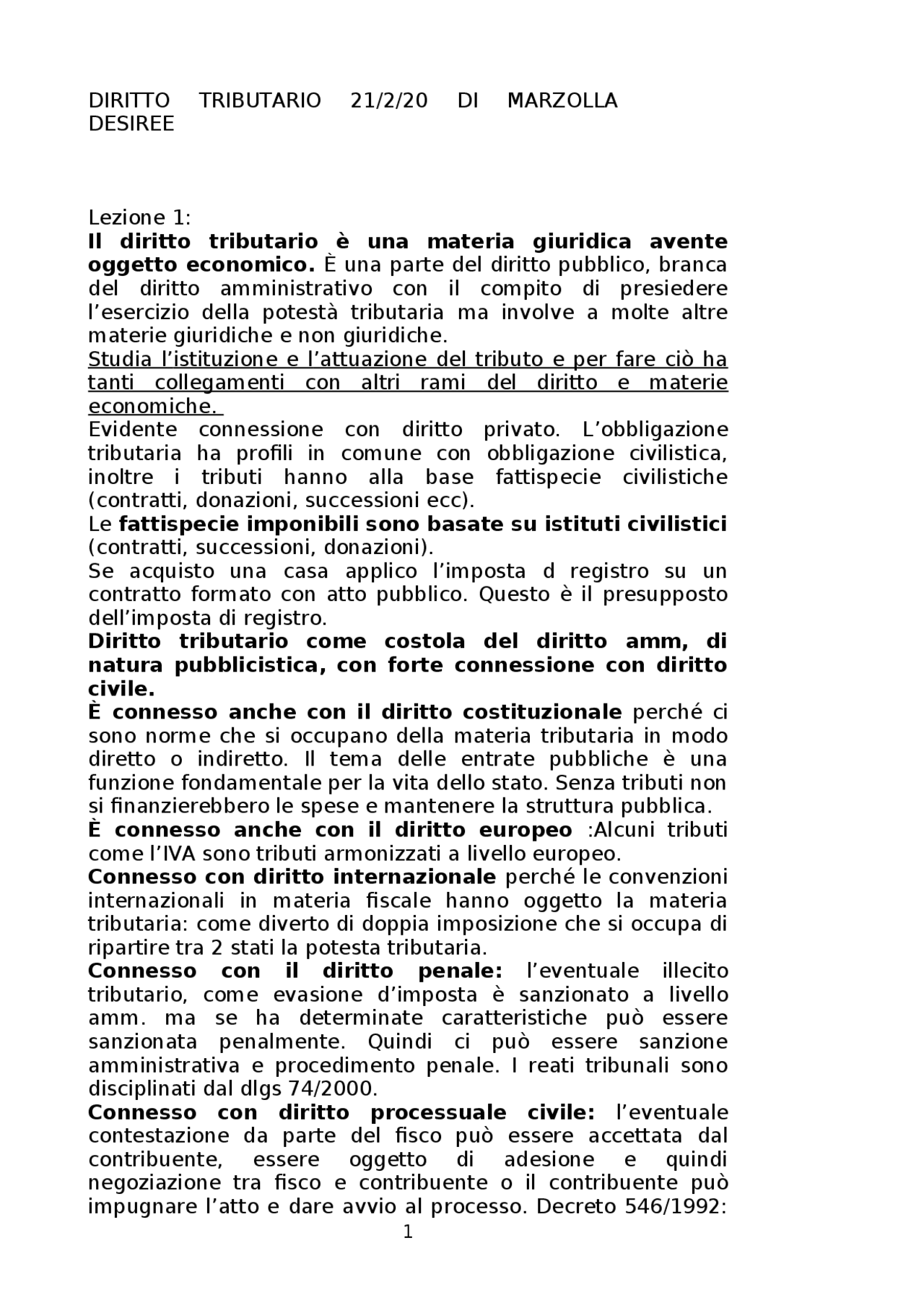 LEZIONI DIRITTO TRIBUTARIO - Docsity
