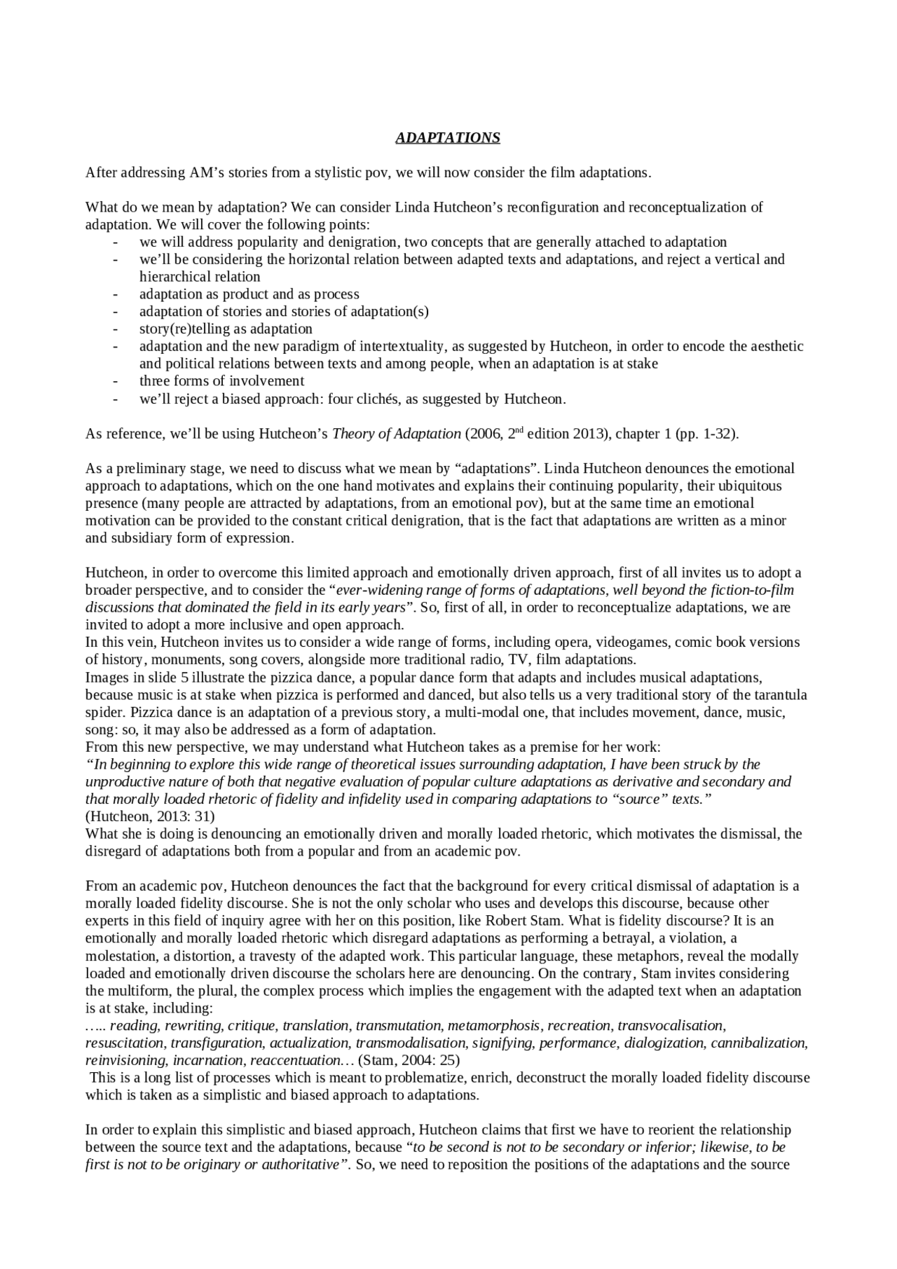 The Theory Of Adaptation Docsity