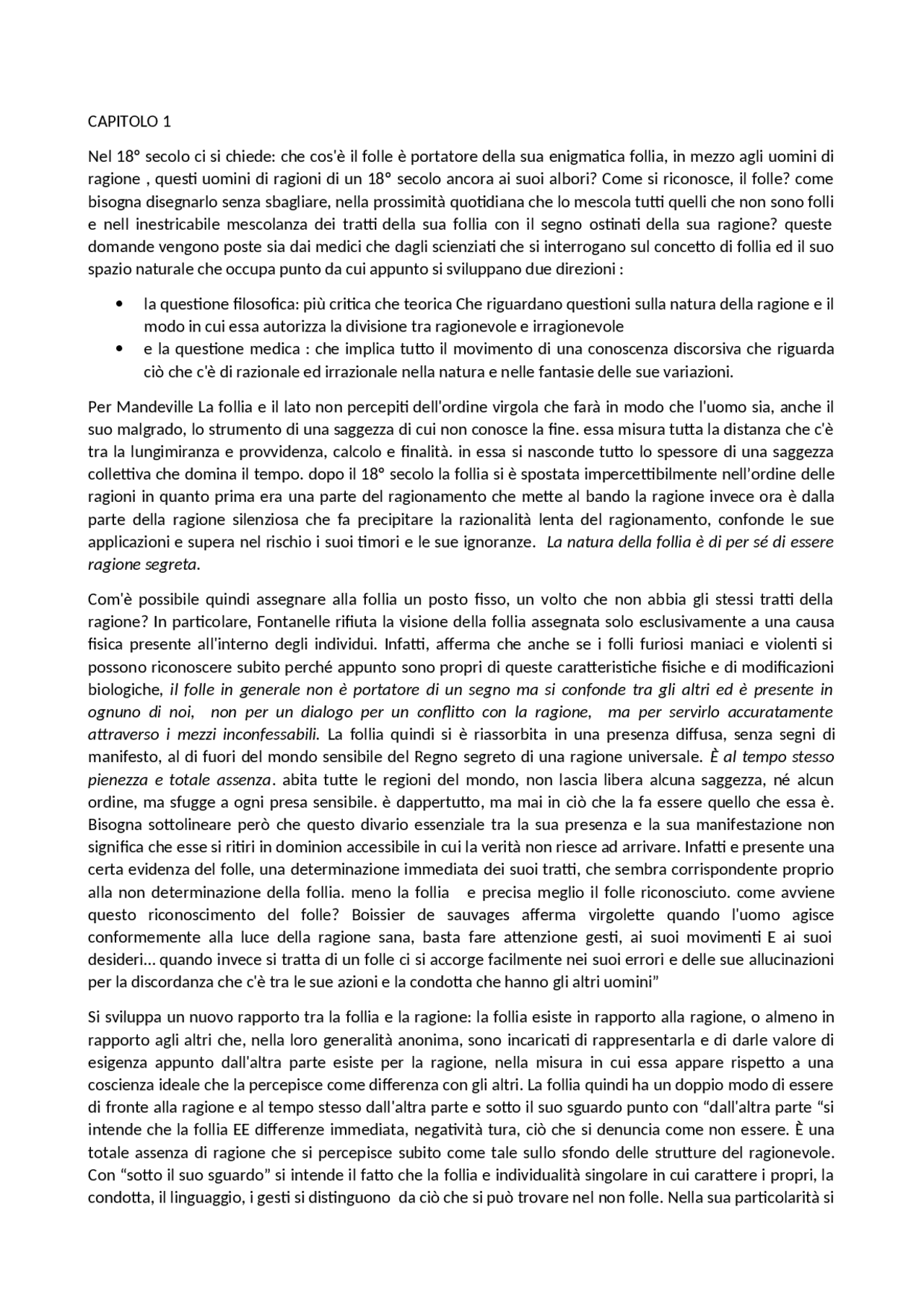 Storia Della Follia Delletà Classica Foucalt Parte Due Docsity