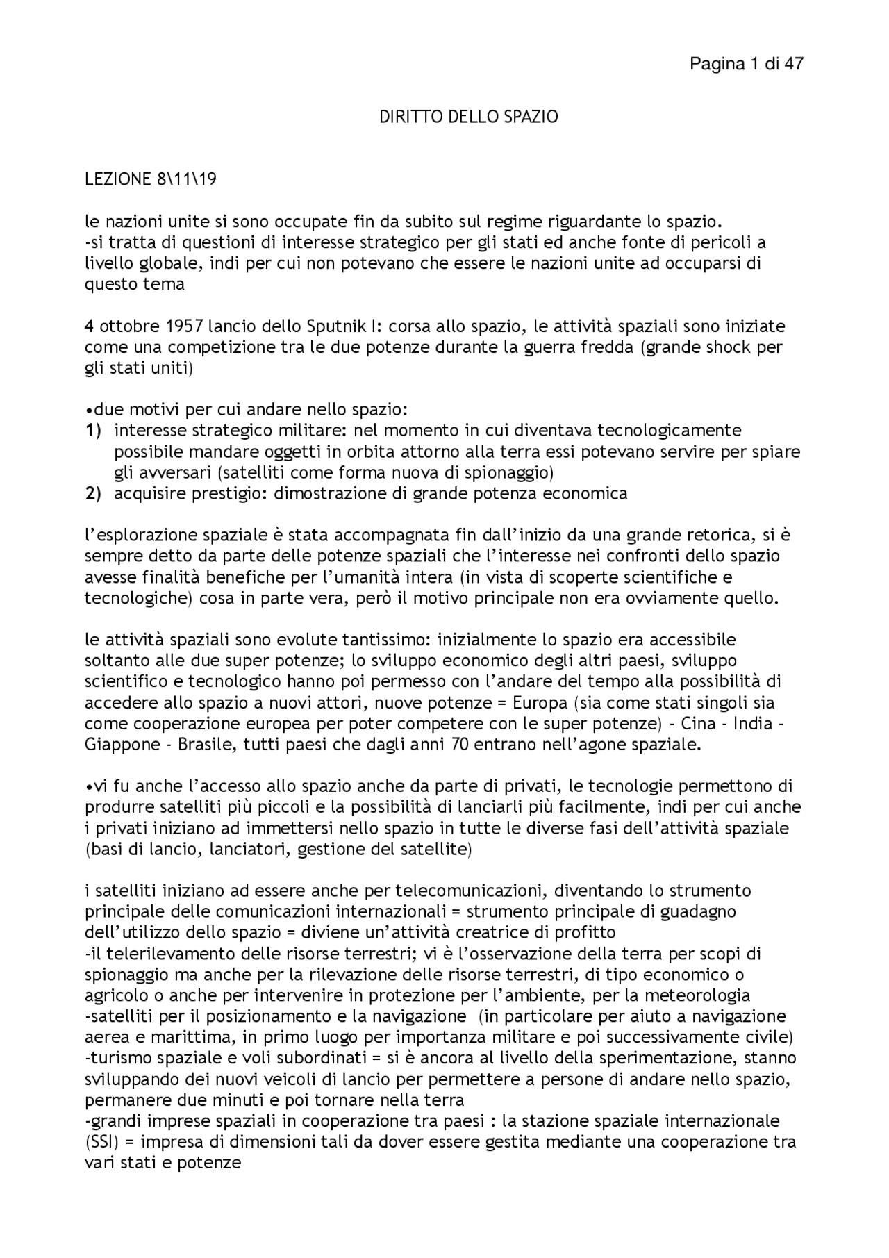 Appunti Diritto Dello Spazio Docsity