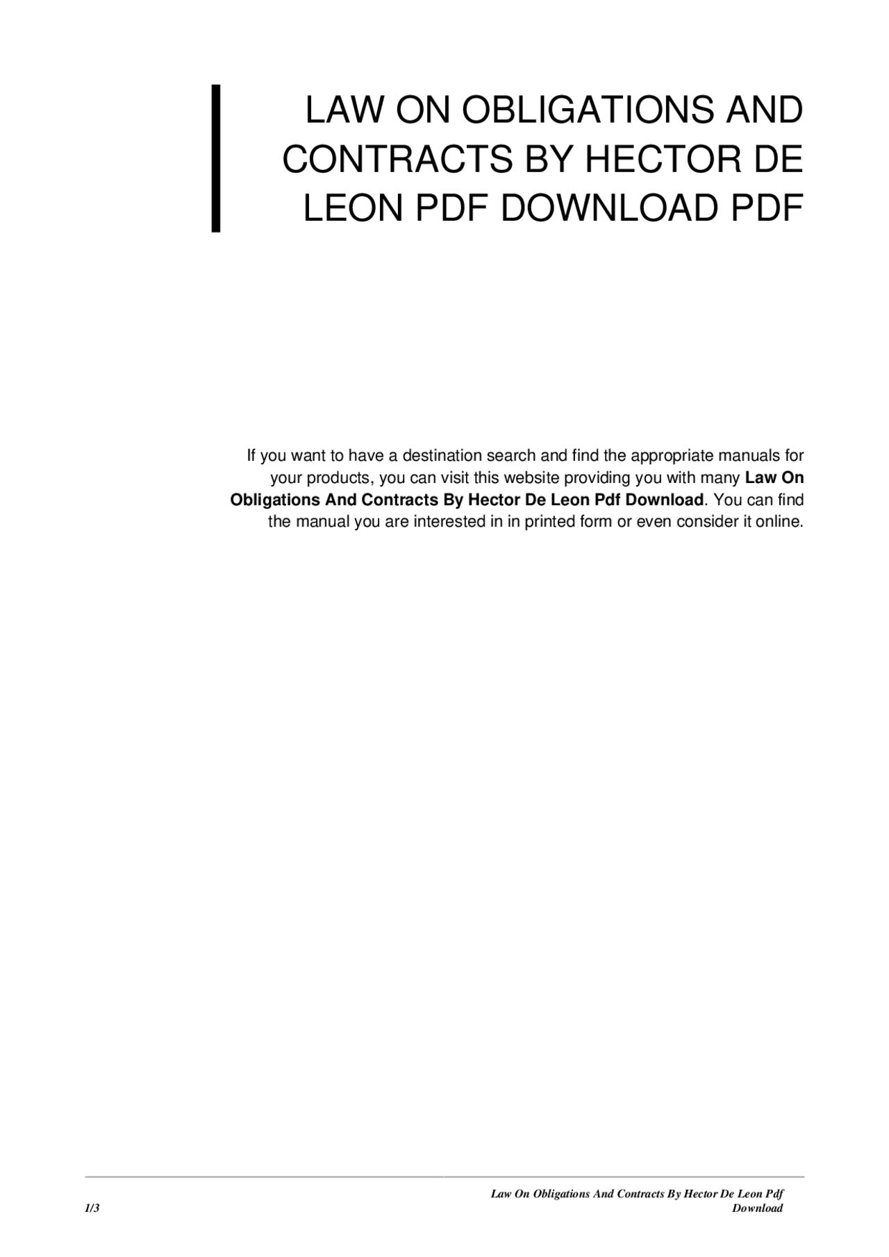 Oblicon by Hector De Leon | Lecture notes Law of Obligations | Docsity