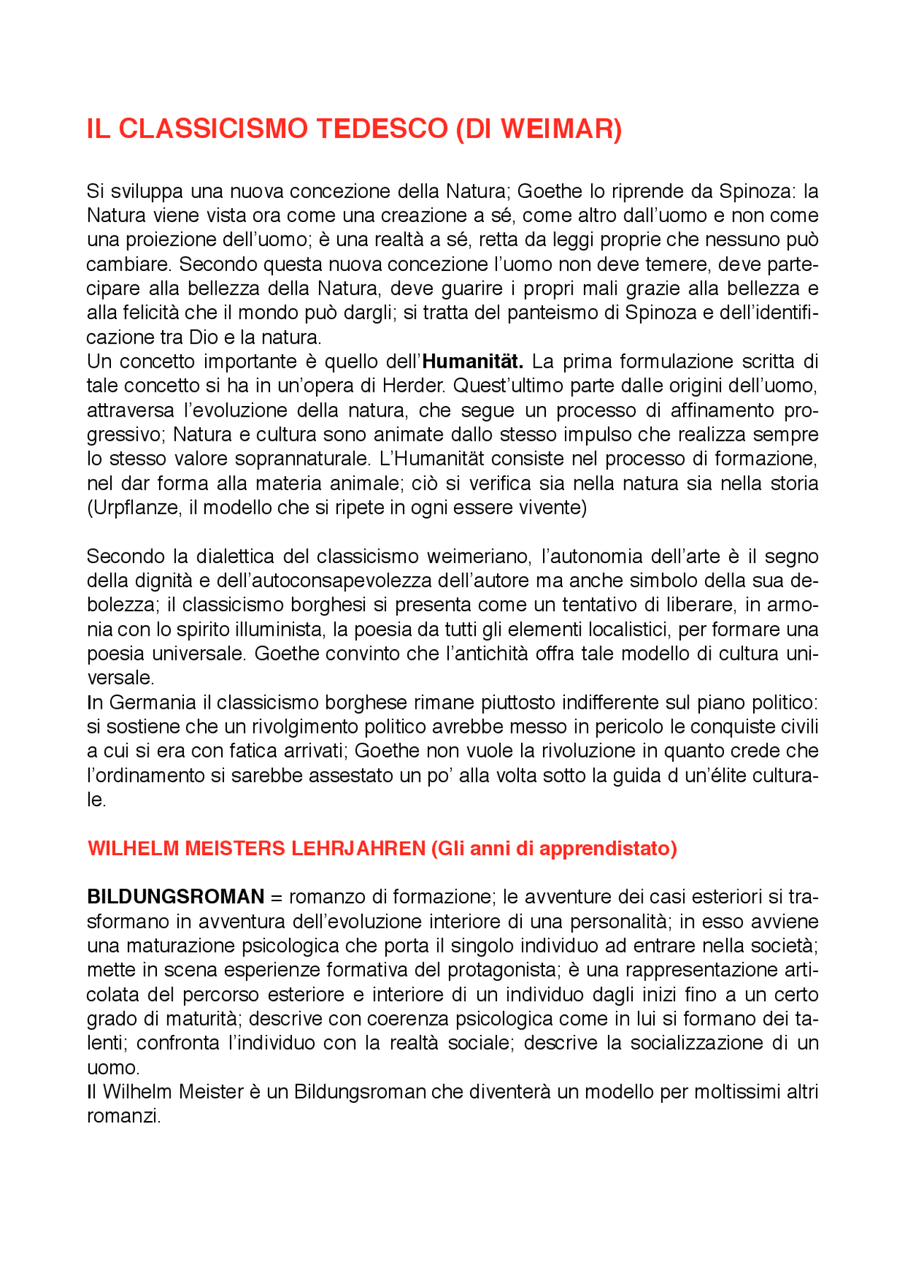Appunti Sul Classicismo Tedesco Docsity