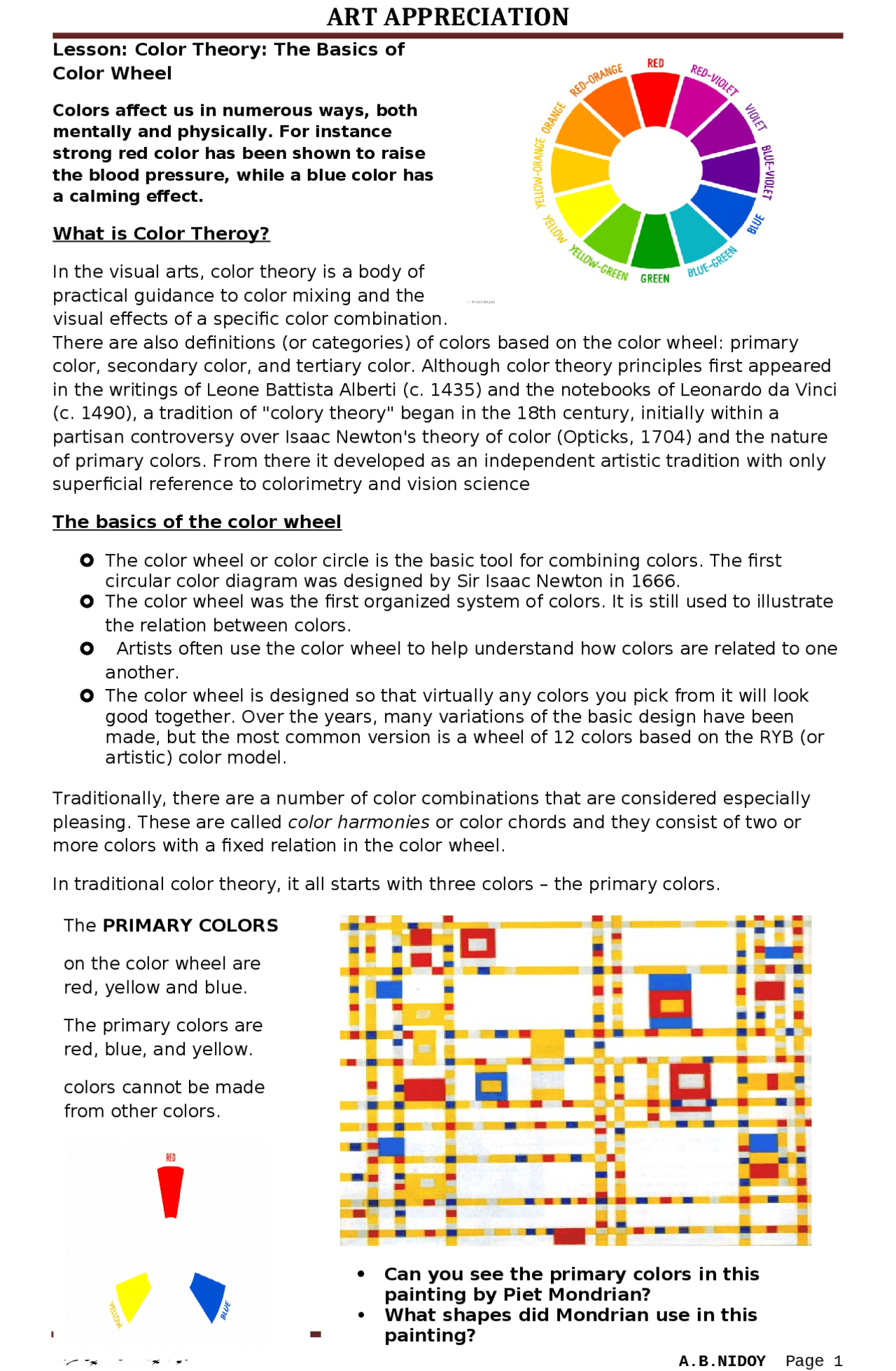 Color Theory and Color Harmony - Docsity