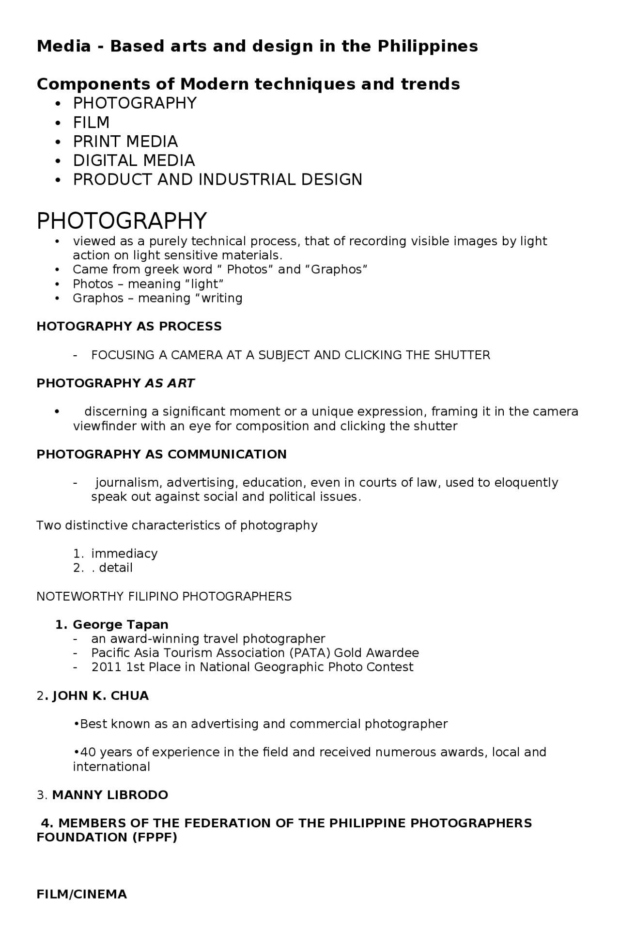 Handouts for learners in Arts 10 - Docsity