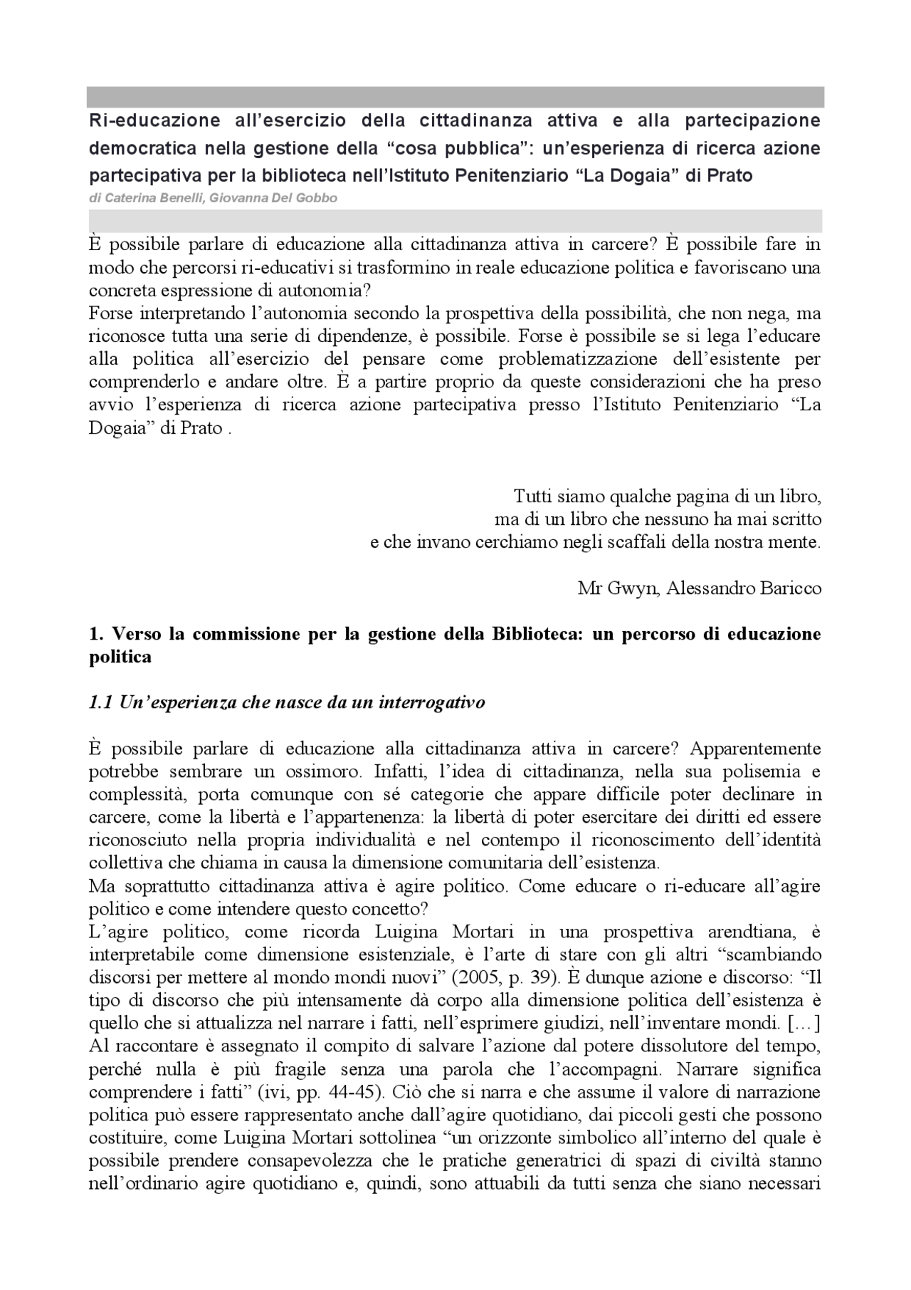 Ricerca Azione metodo- sintesi pedagogia sperimentale - Docsity