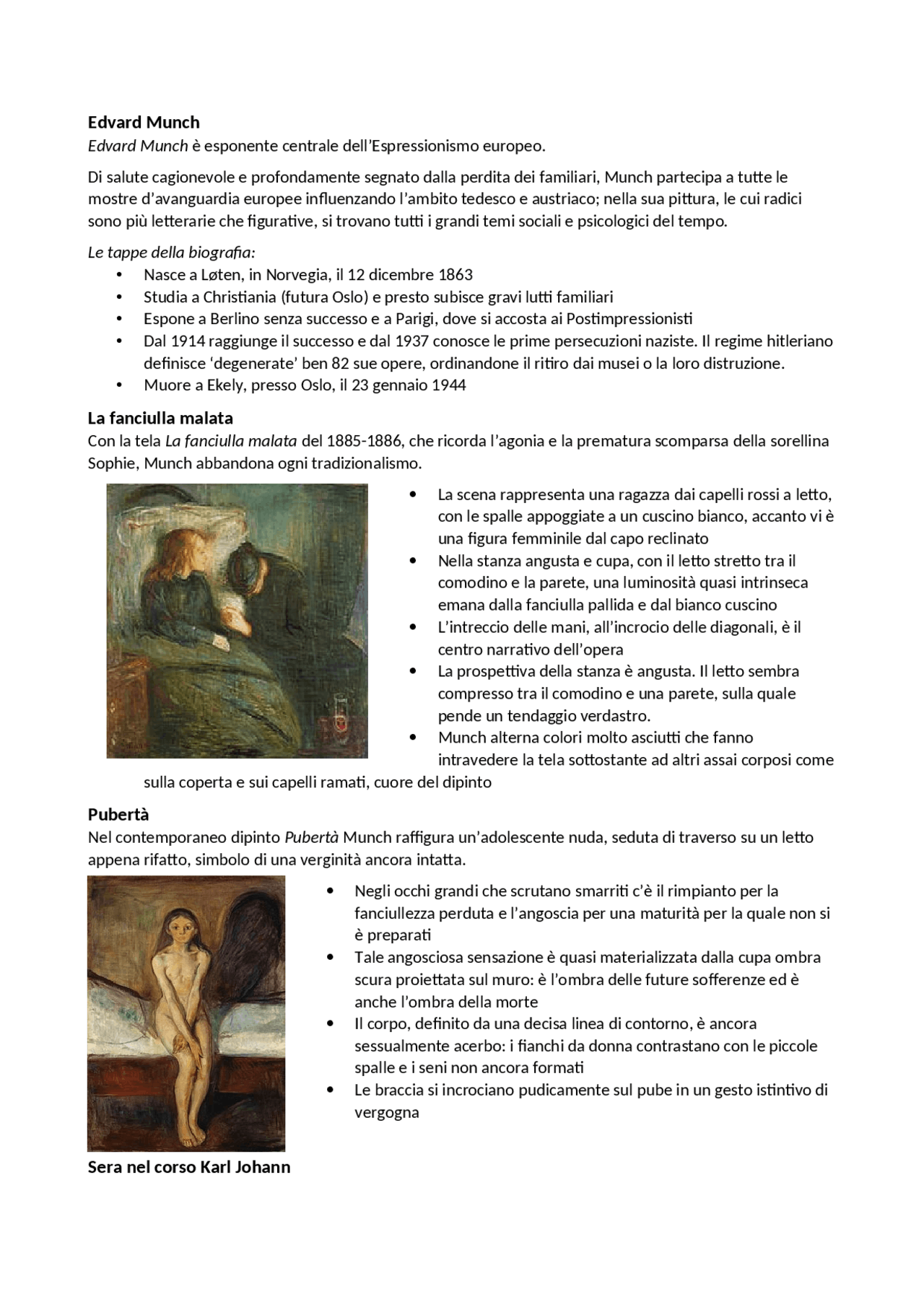 Edvard Munch, vita e opere - Docsity