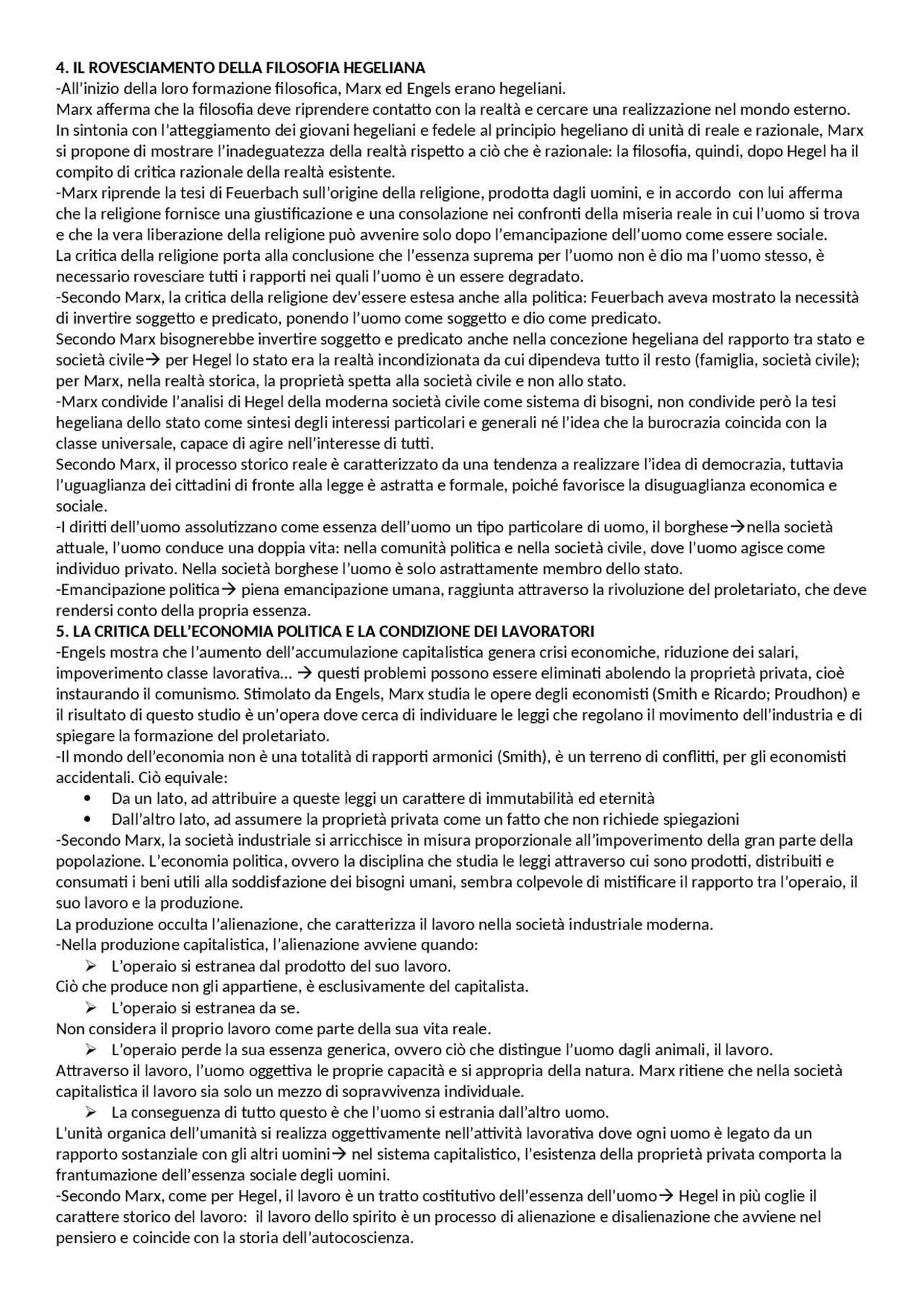 Marx Alienazione Lotta Di Classe Docsity