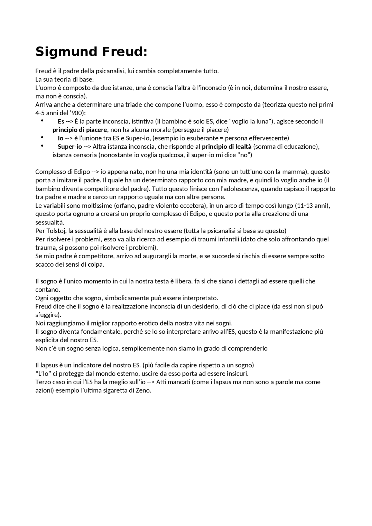 Basi Delle Teorie Di Freud Docsity