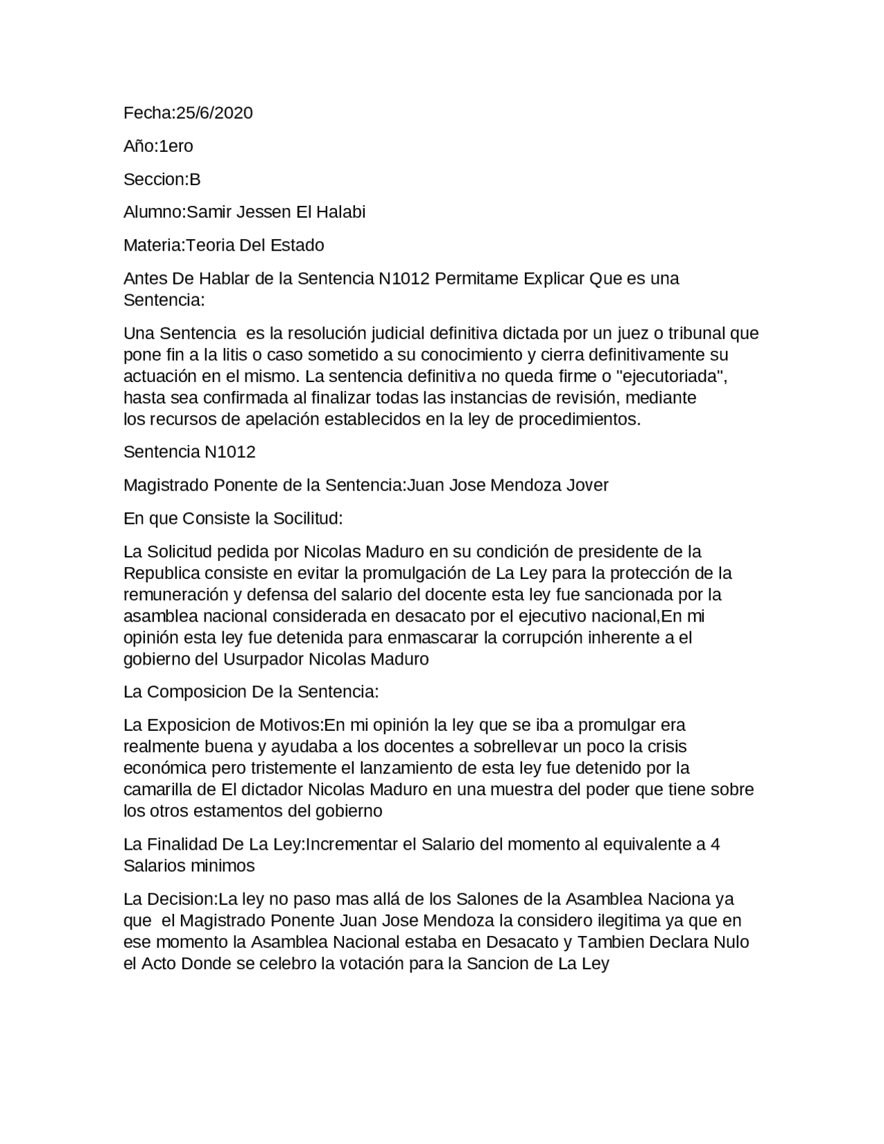 Ejemplo De Un Analisis De Sentencia Apuntes De Derecho Docsity
