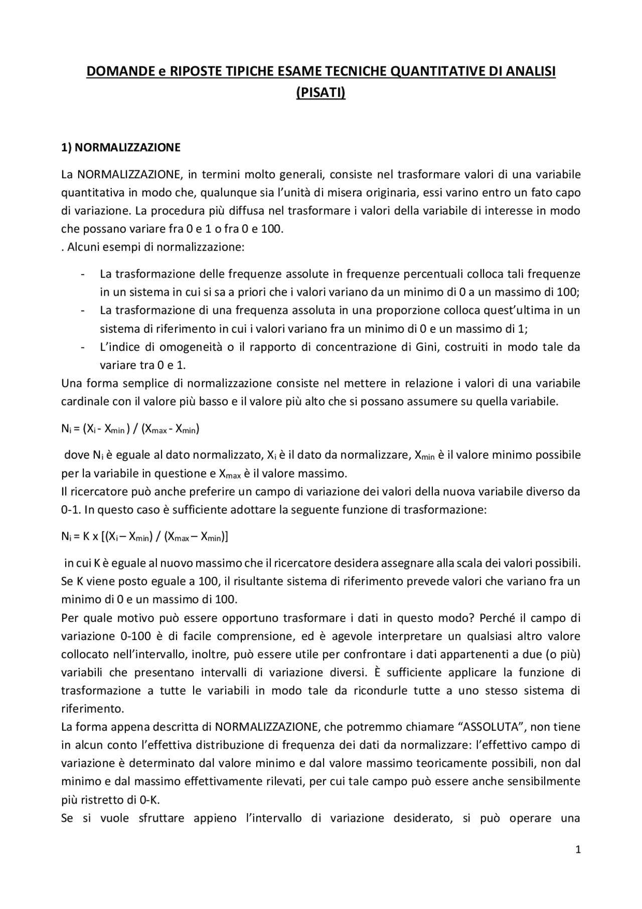 Tecniche Quantitative Di Analisi Docsity