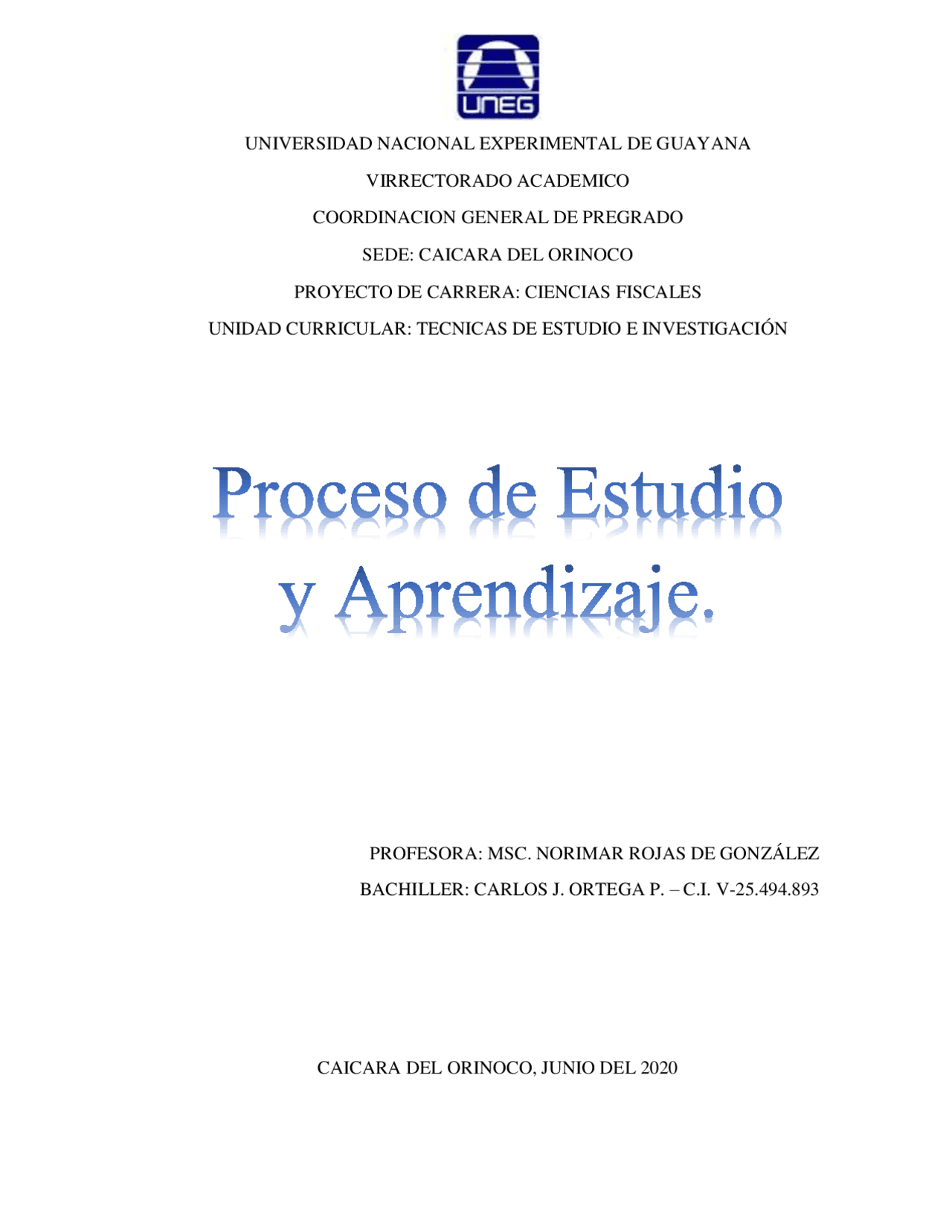 Proceso de estudio y aprendizaje - Docsity