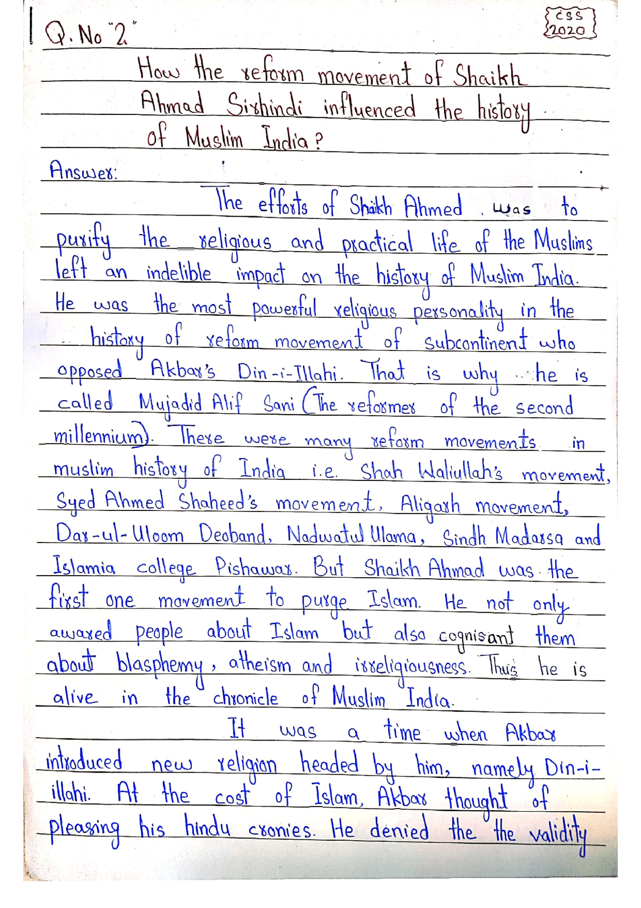 Influence of Sheikh Ahmed Sirhindi reforms - Docsity