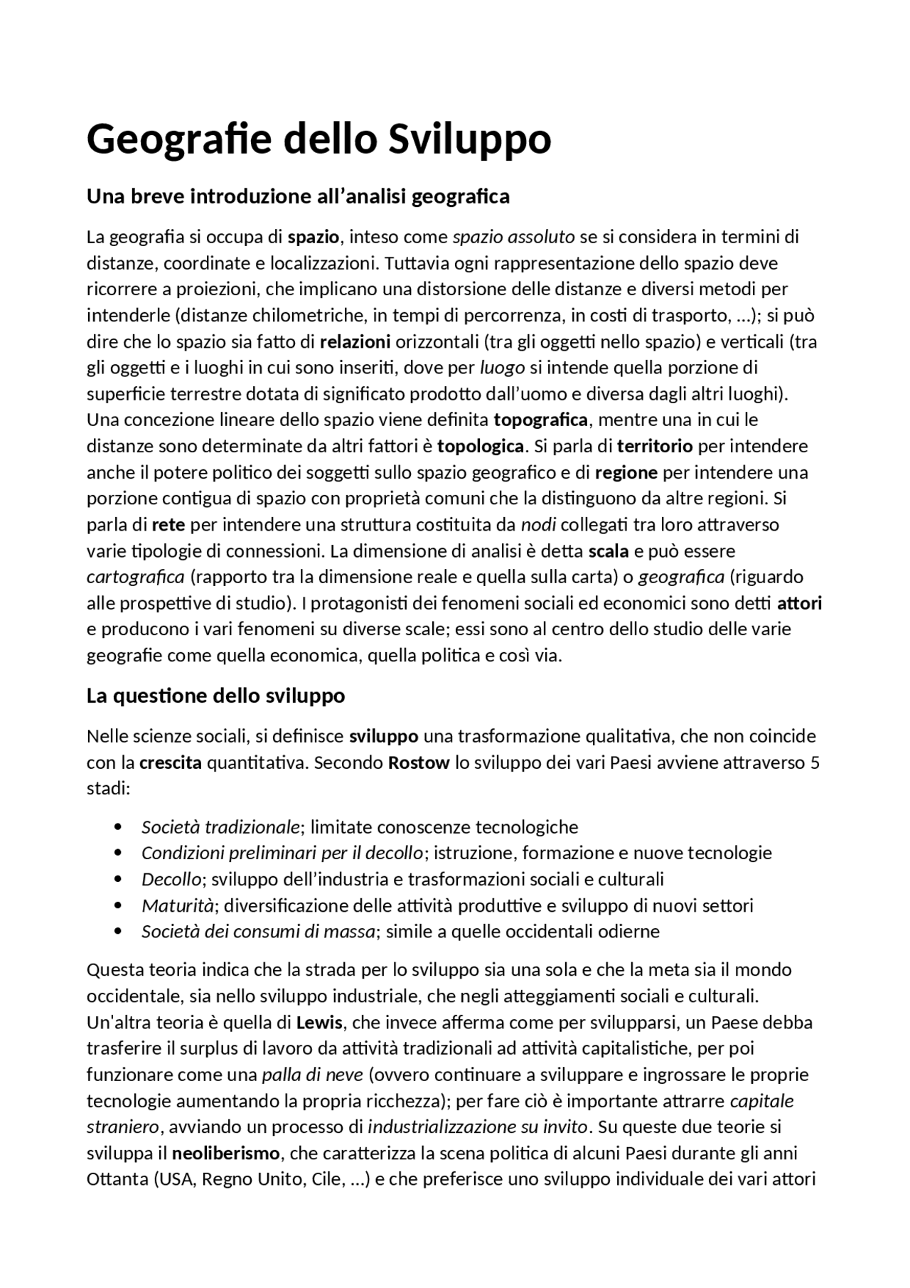 Geografia Dello Sviluppo Docsity