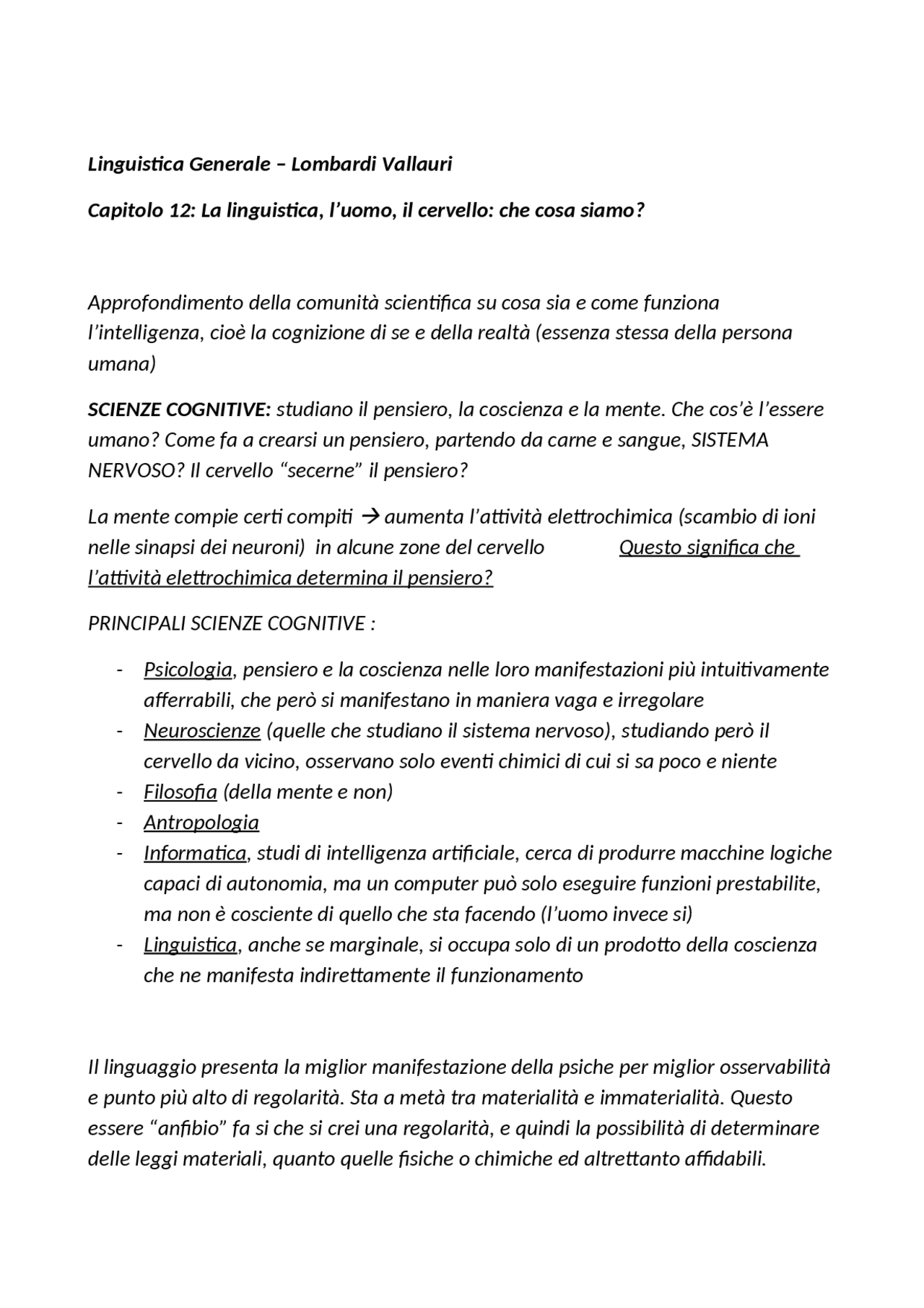 Appunti E Riassunti Di Linguistica Generale Docsity