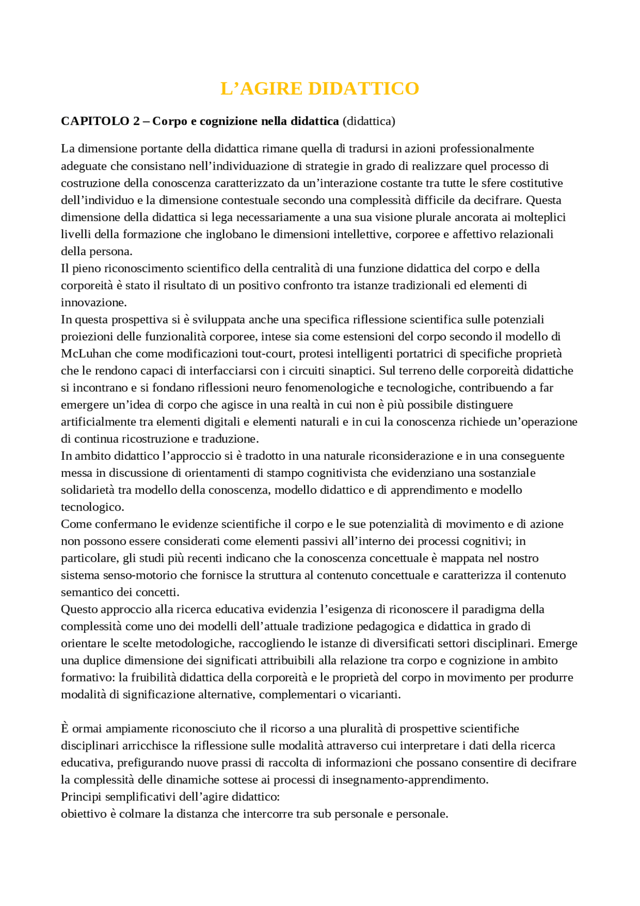 L Agire Didattico Docsity