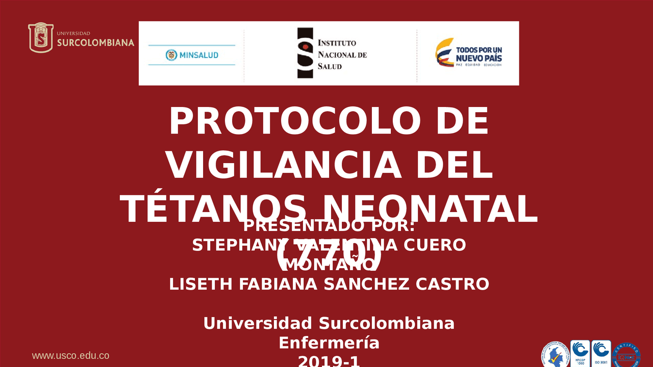 Tetanos neonatal protocolo en Colombia | Diapositivas de Enfermería ...