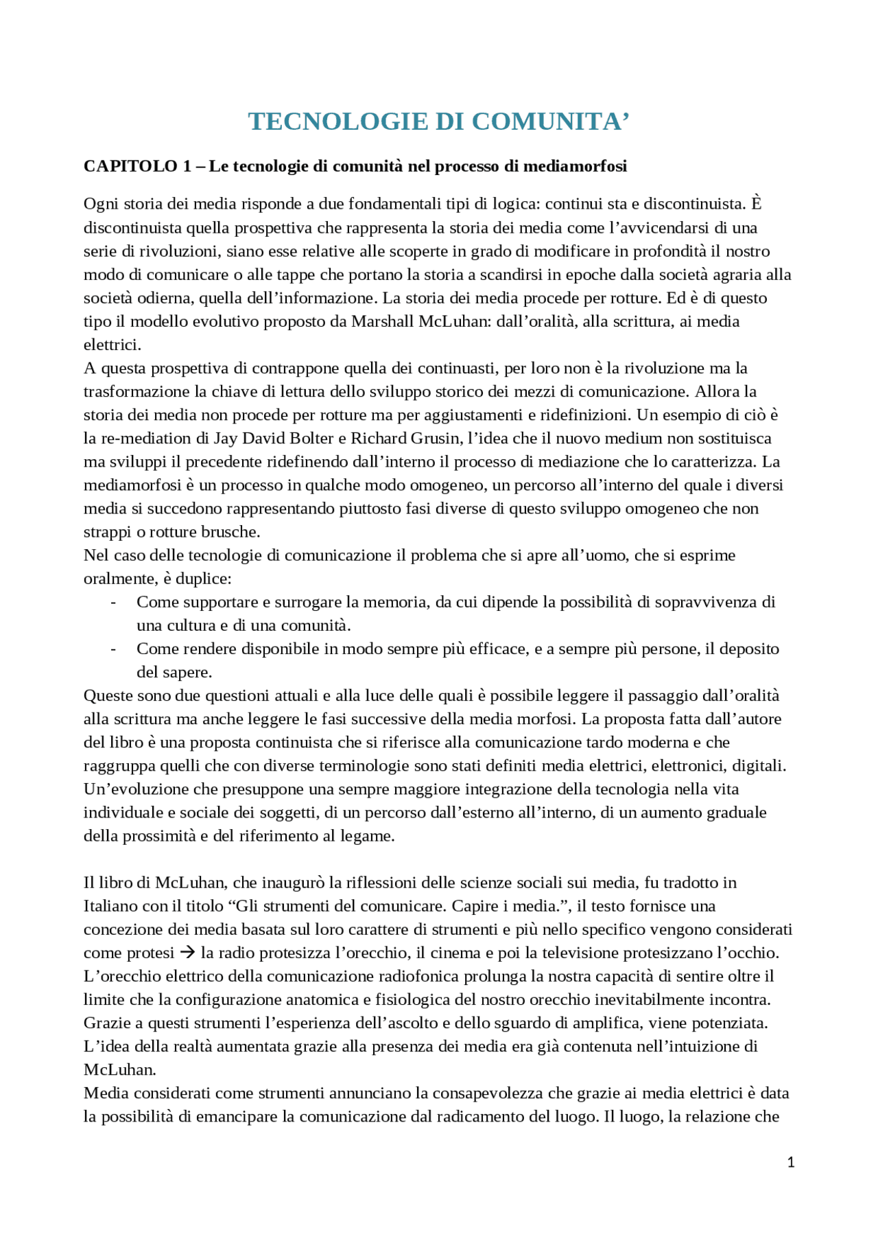 Tecnologie Di Comunità Docsity