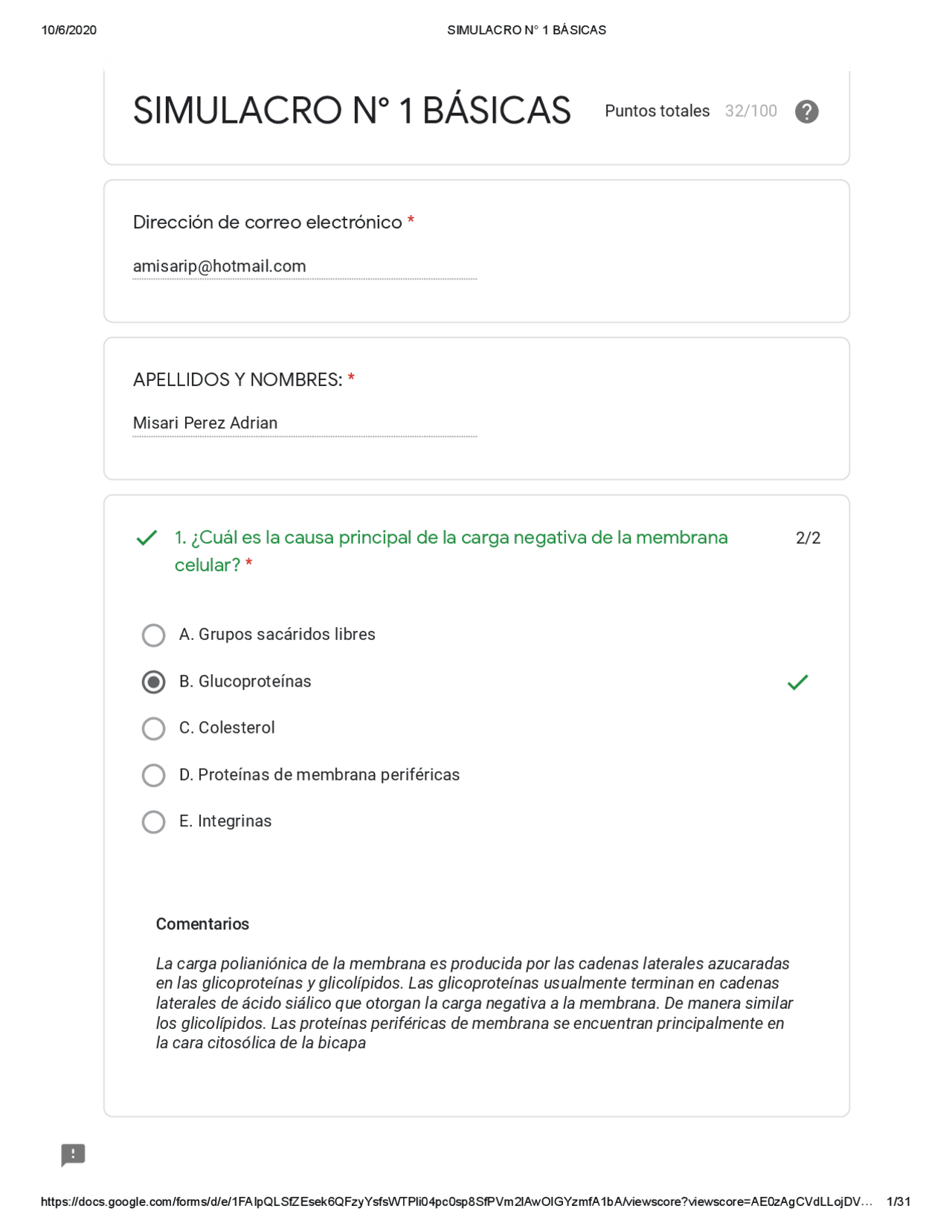 Examen simulacro enam BASICAS - Docsity