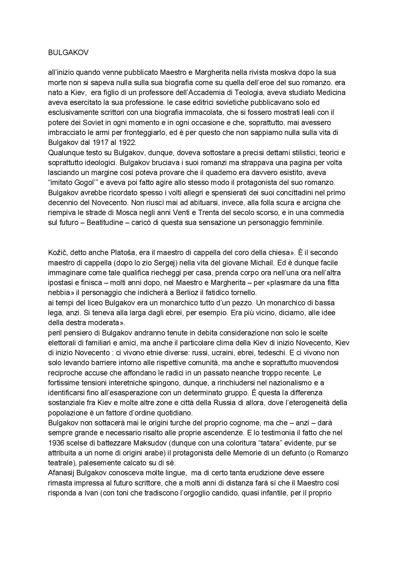 Biografia Michail Bulgakov Docsity
