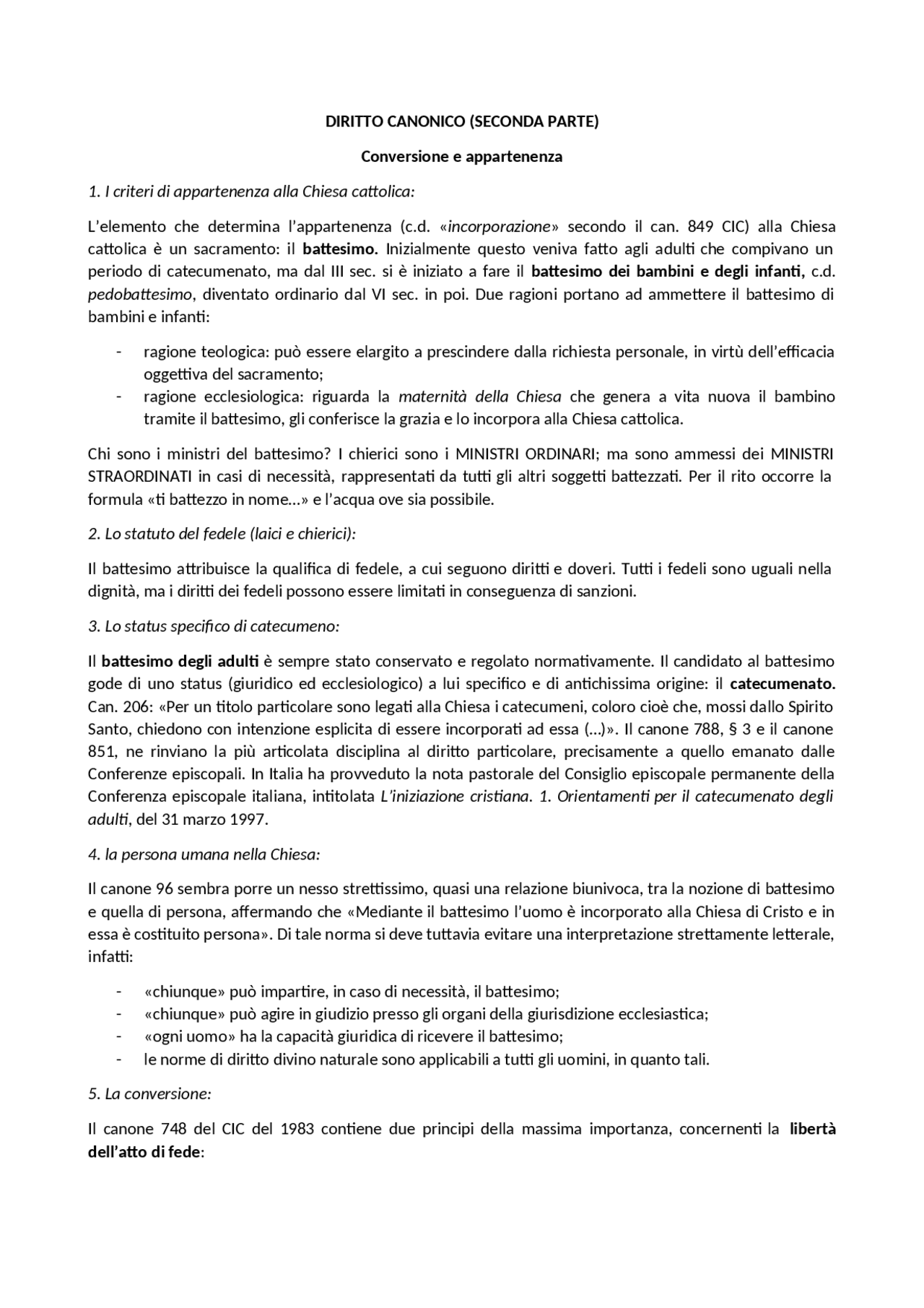 Appunti Di Diritto Canonico Ii Docsity
