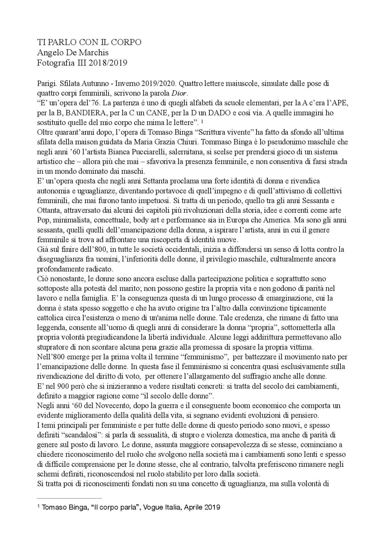 Rapporto Tra Femminismo E Arte Docsity