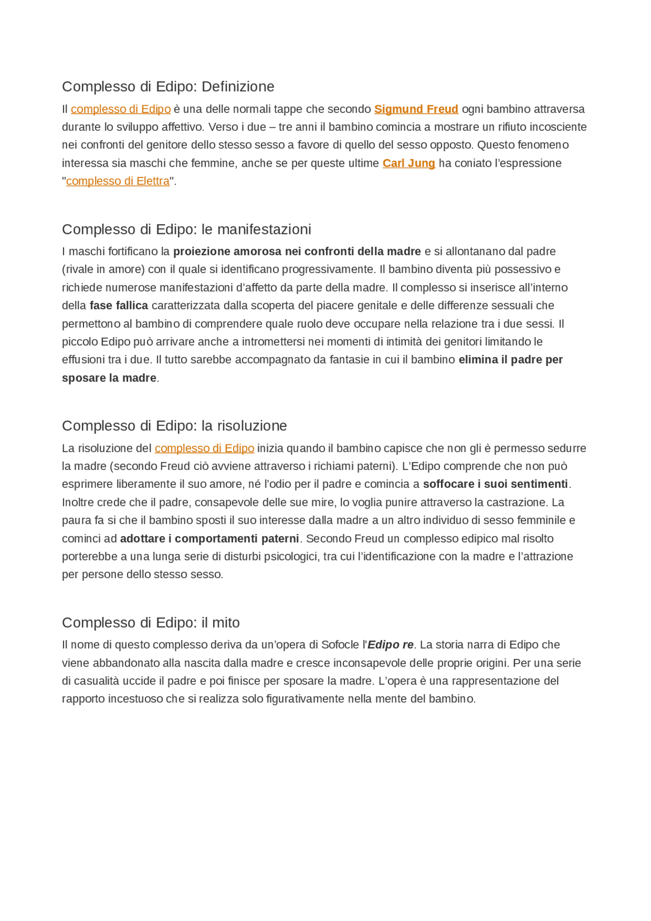 Appunti Sul Complesso Di Edipo Docsity
