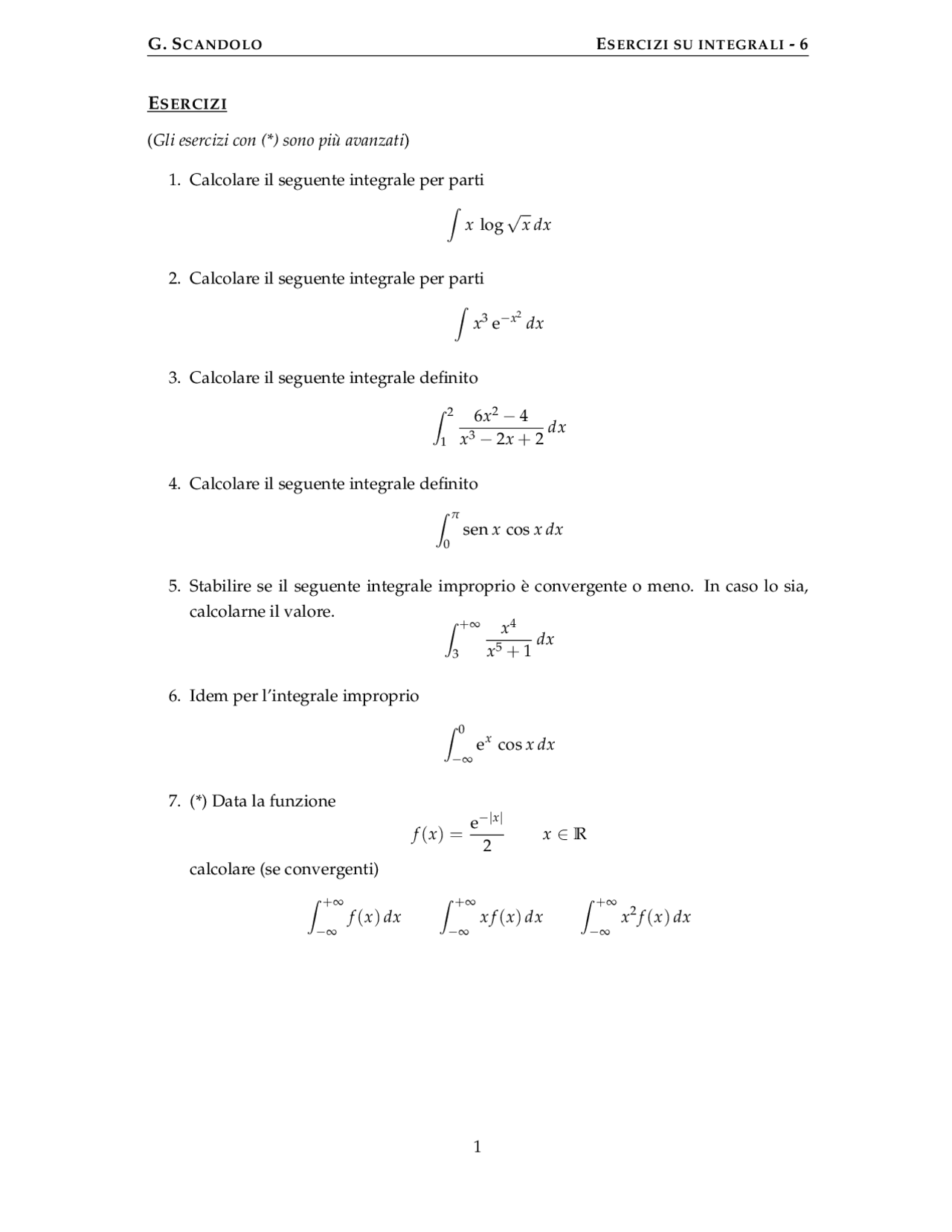 Esercizi Integrali 6 Docsity