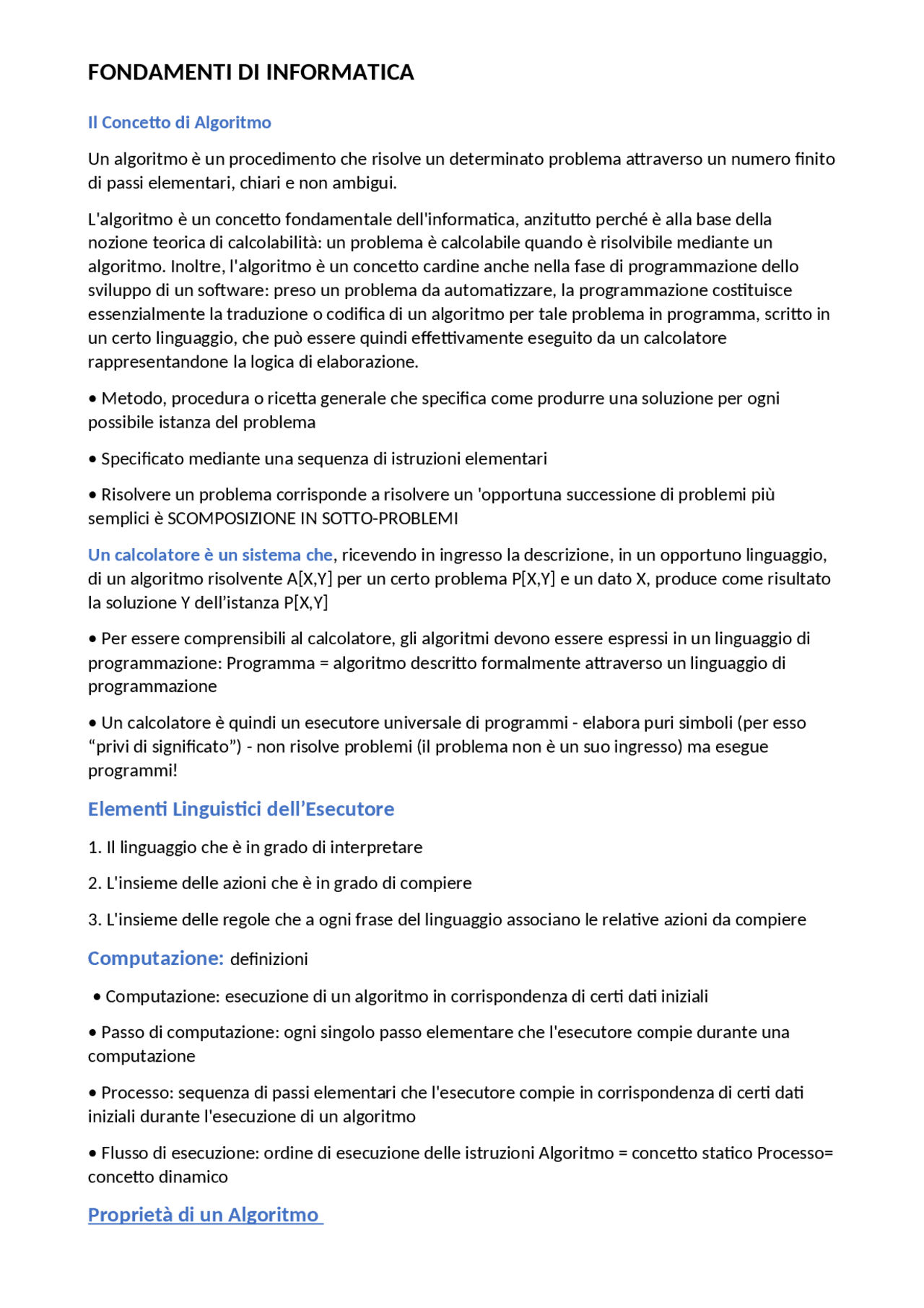 Il Concetto Di Algoritmo Appunti Di Elementi Di Informatica Docsity