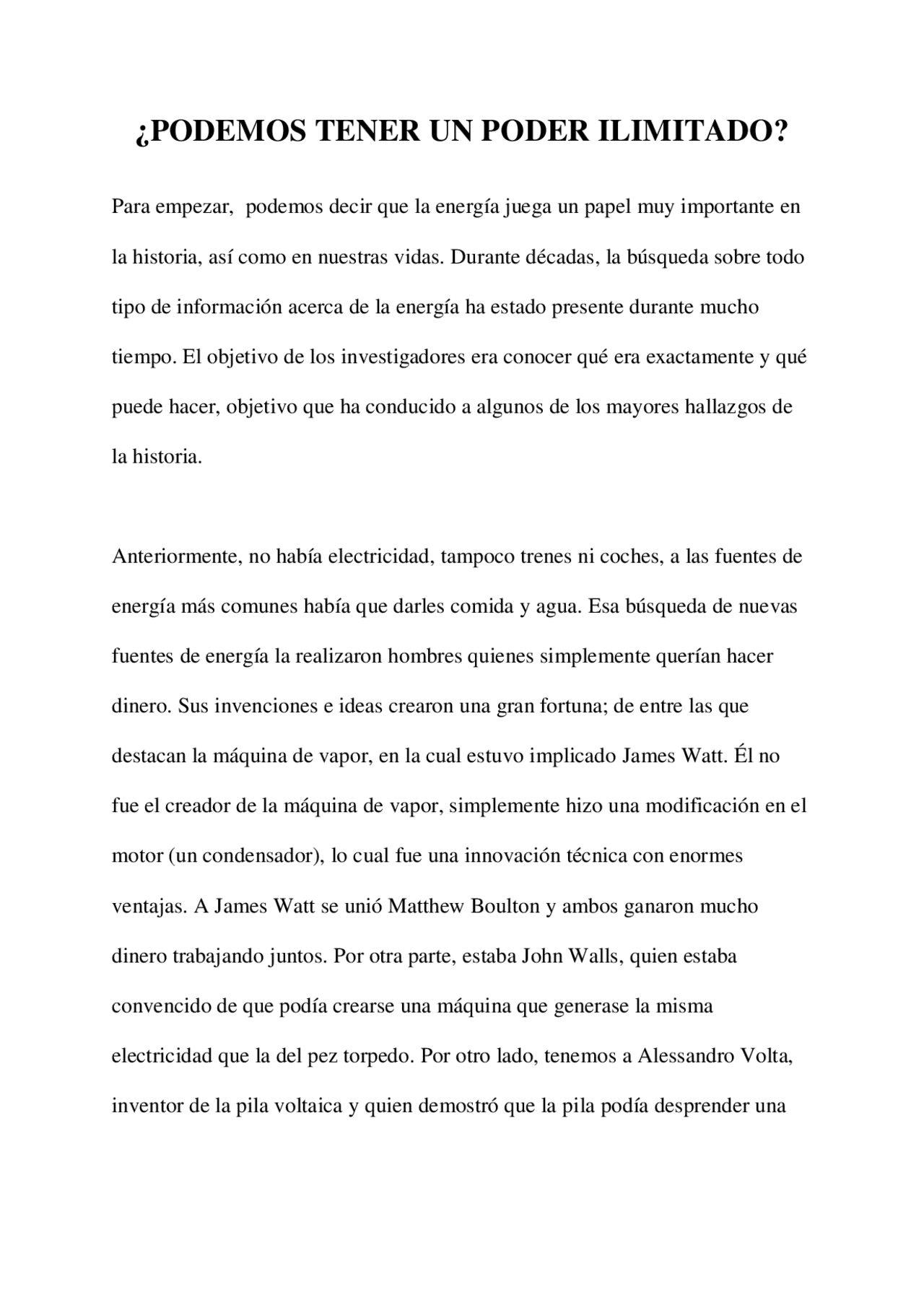 ¿Podemos tener un poder ilimitado? - Docsity