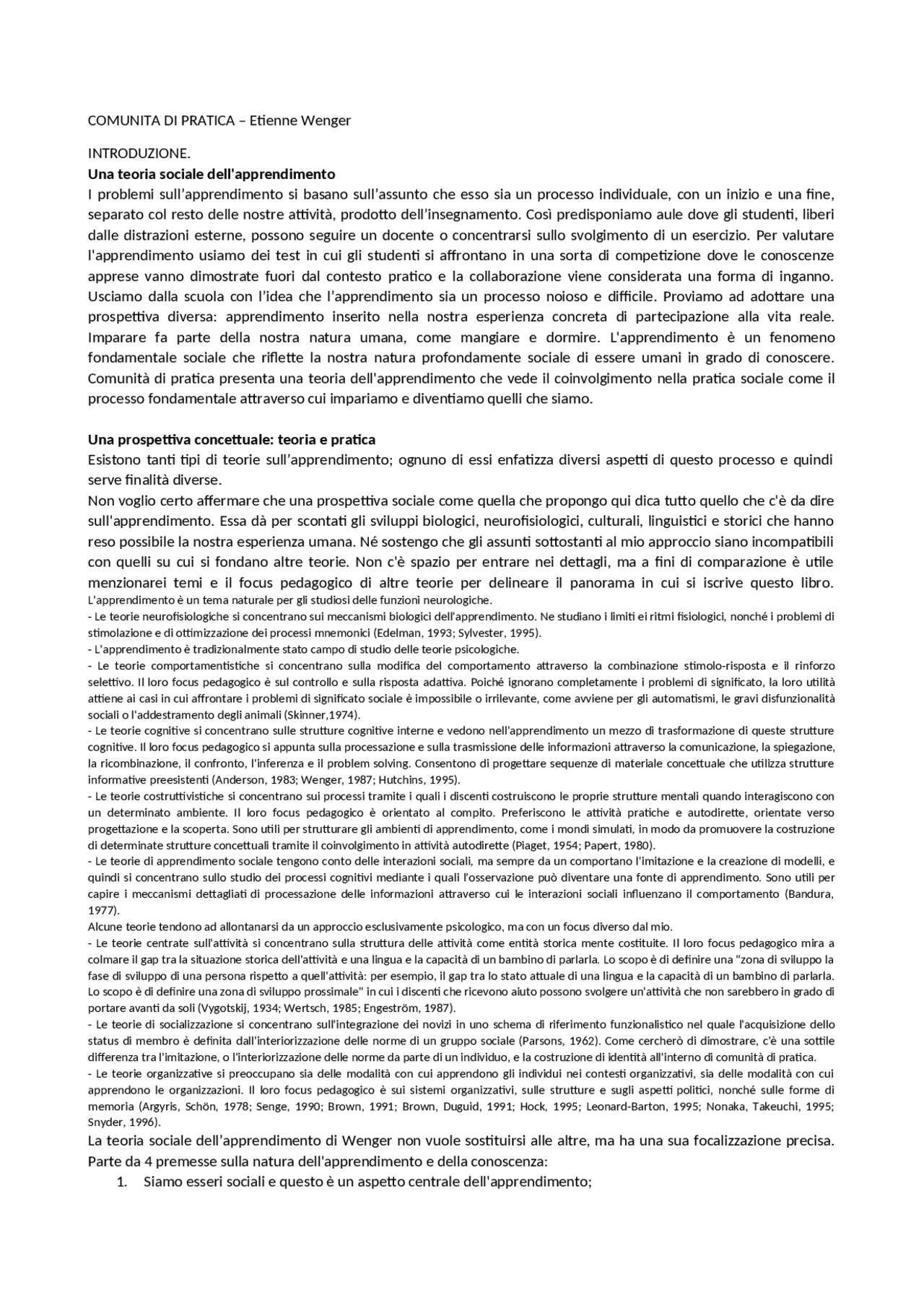 Comunità Di Pratica Wenger Docsity