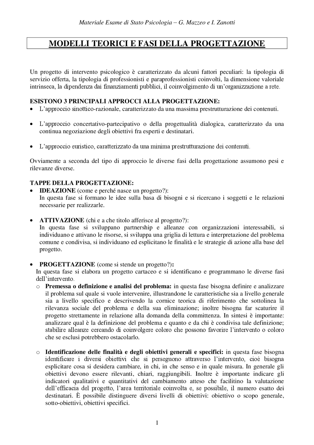 Schema Progetti Eds Psicologia Docsity
