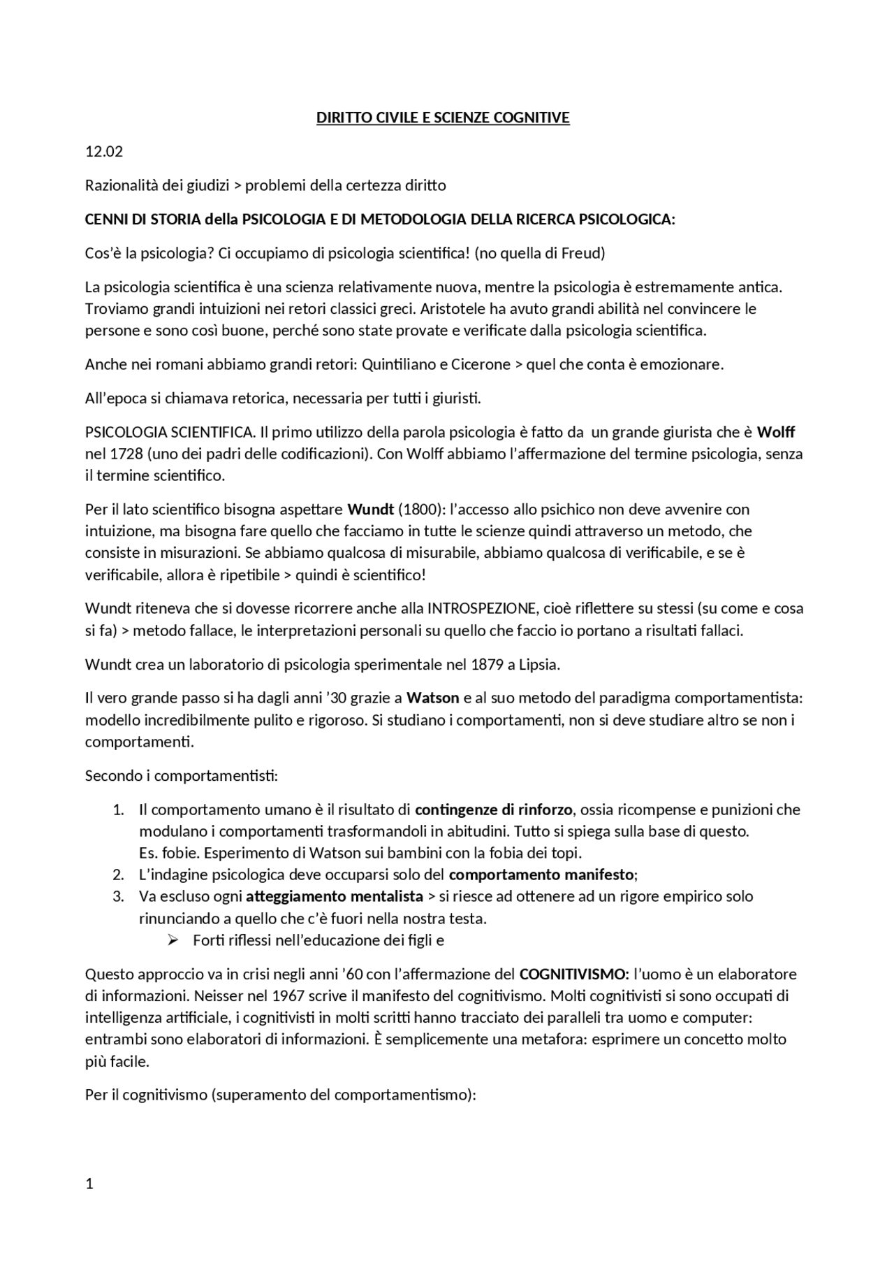 Diritto Civile E Scienze Cognitive Docsity