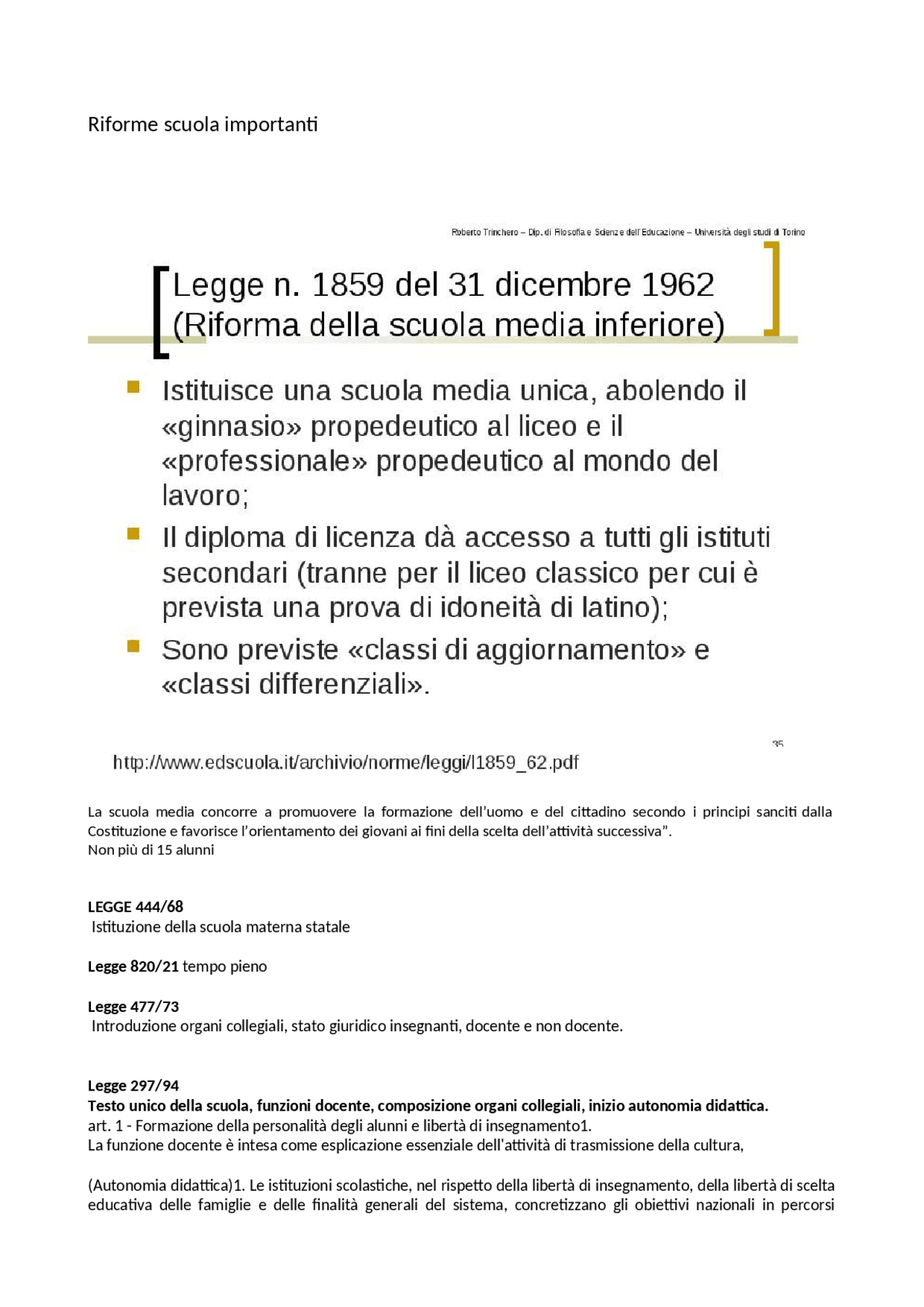 Riforme Scuola Importantidocx Appunti Di Pedagogia Docsity