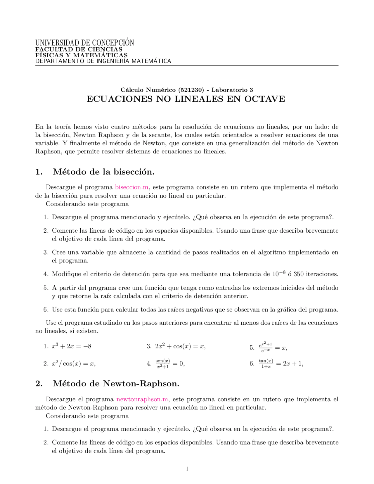 ejercicios Octave- Guia Laboratorio | Guías, Proyectos, Investigaciones de Métodos Numéricos ...