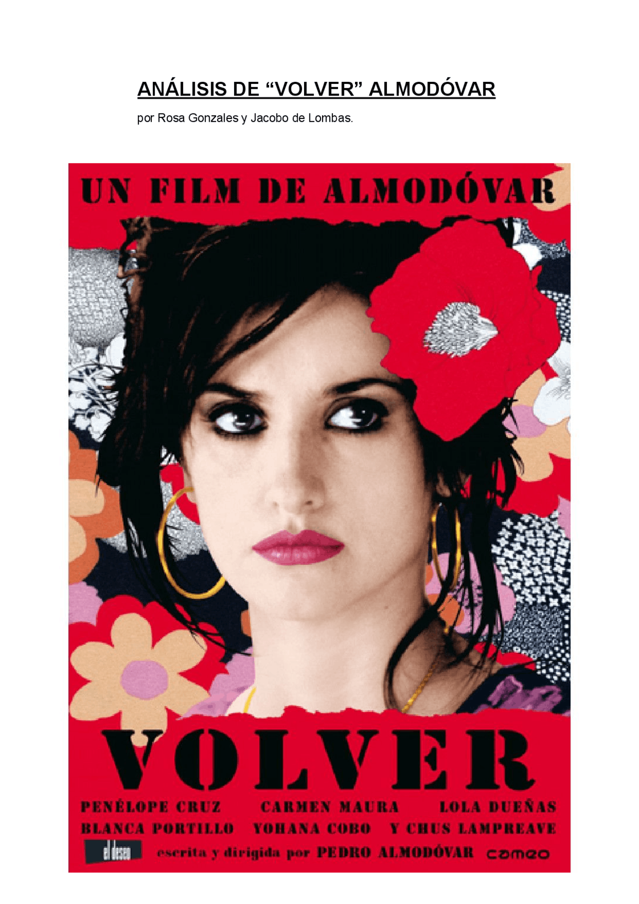 Análisis Volver de Almodóvar - Docsity