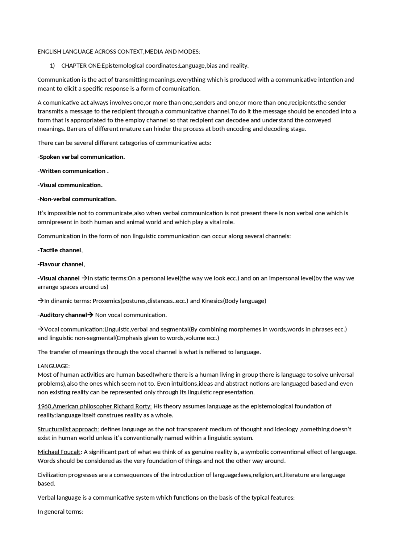 English Language Across Contexts Media And Modes Appunti Di Lingua