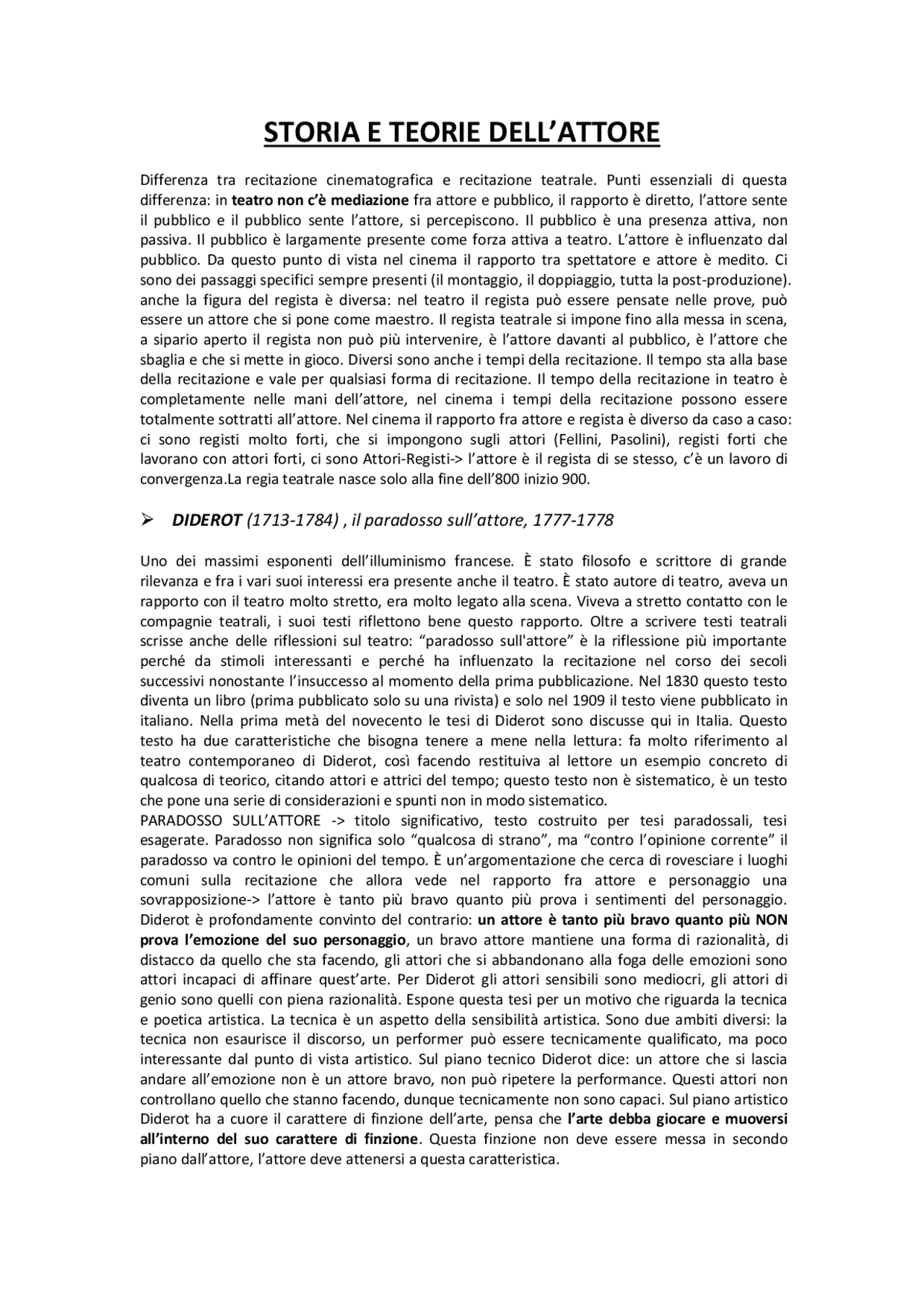 Storia E Teorie Dellattore Docsity