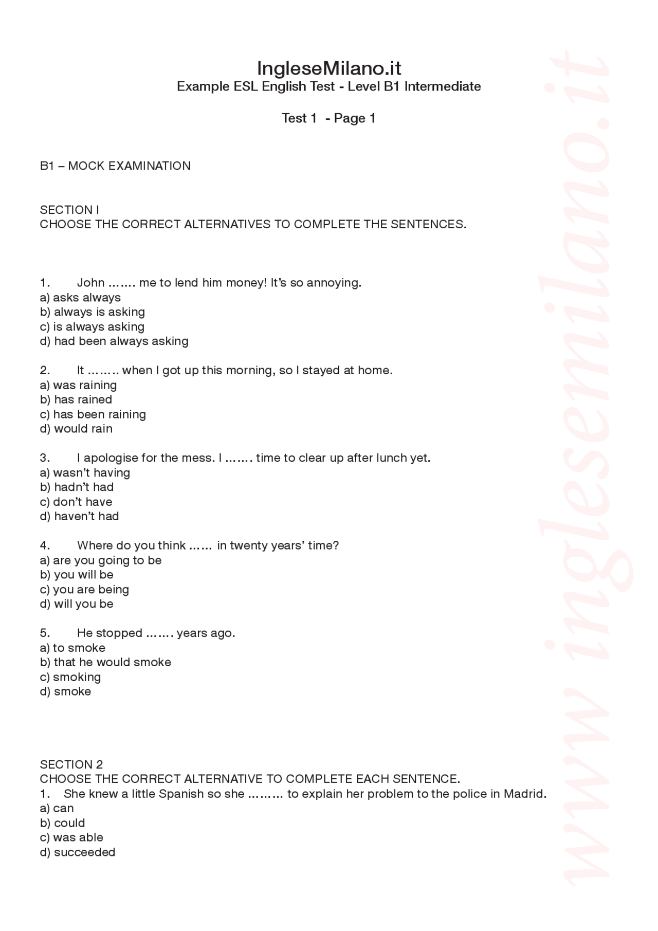 English Grammar Exercise Docsity English Grammar Exercise Docsity