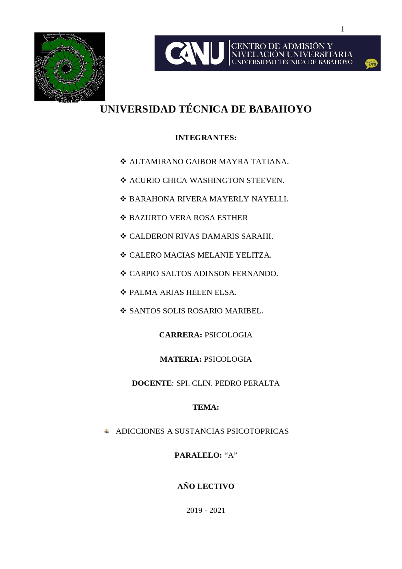 Sustancias Psicotropicas Apuntes De Psicología Docsity