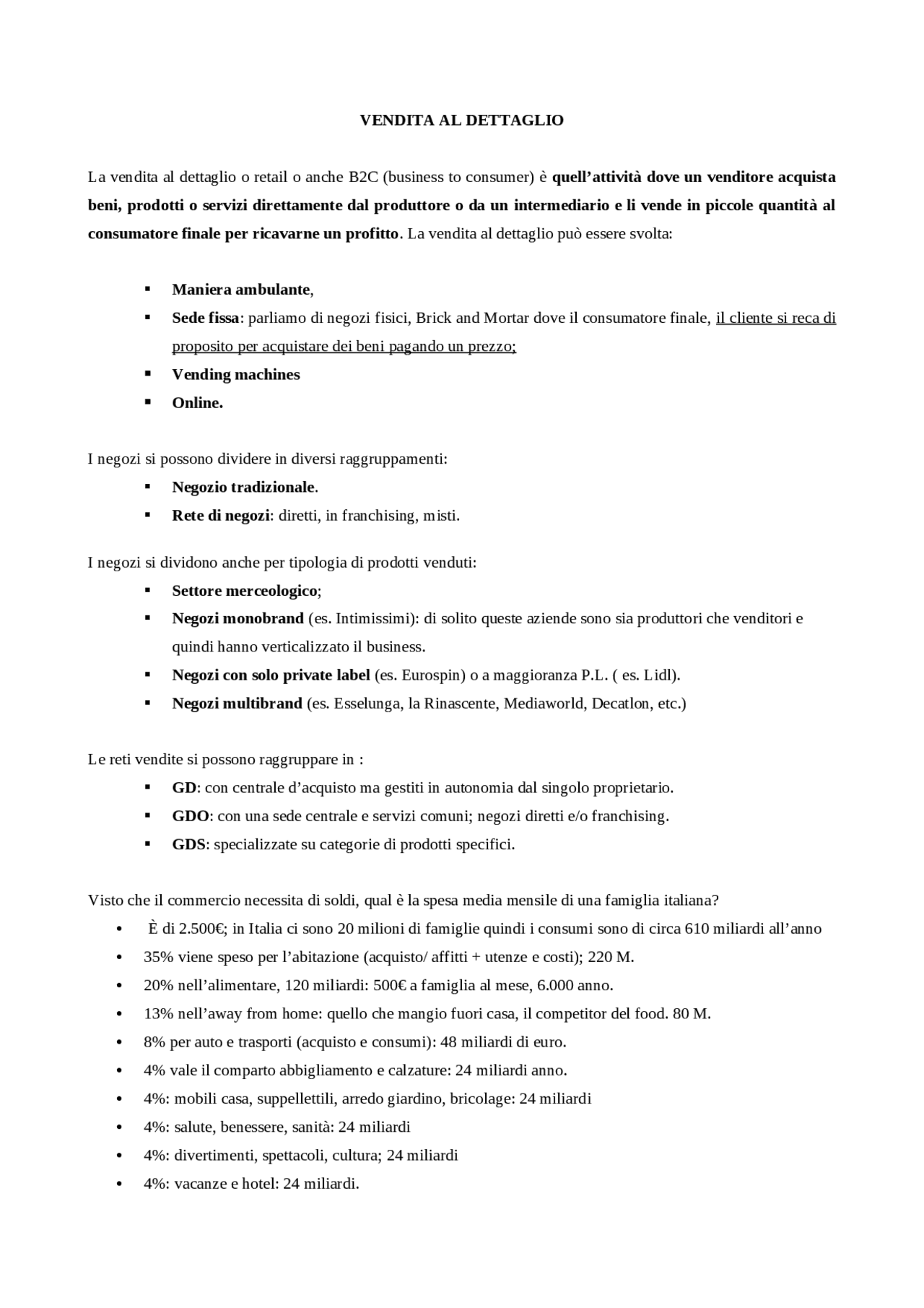 Riassunto Slide Gli Indicatori Di Prestazione Del Negozio Prof