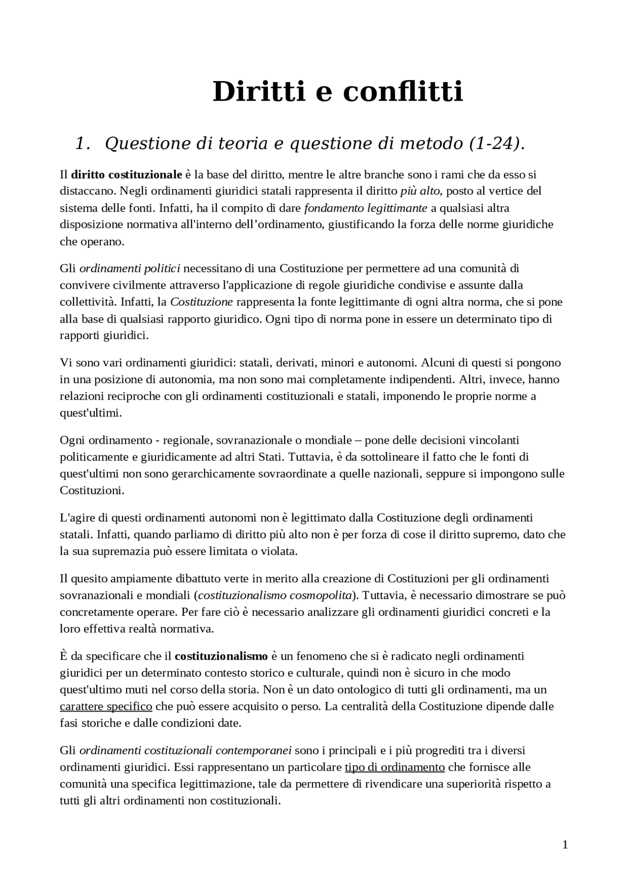 Riassunto Diritto E Conflitti G Azzariti Docsity