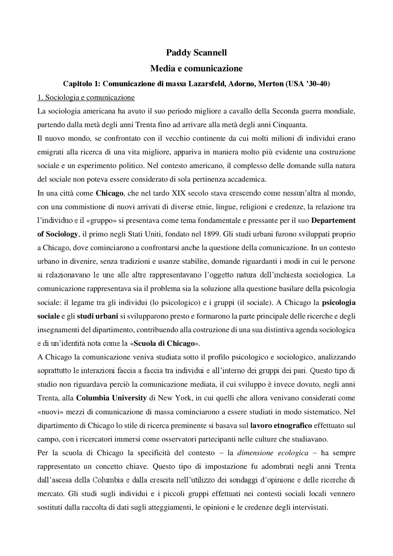 Paddy Scannell Media E Comunicazione Docsity